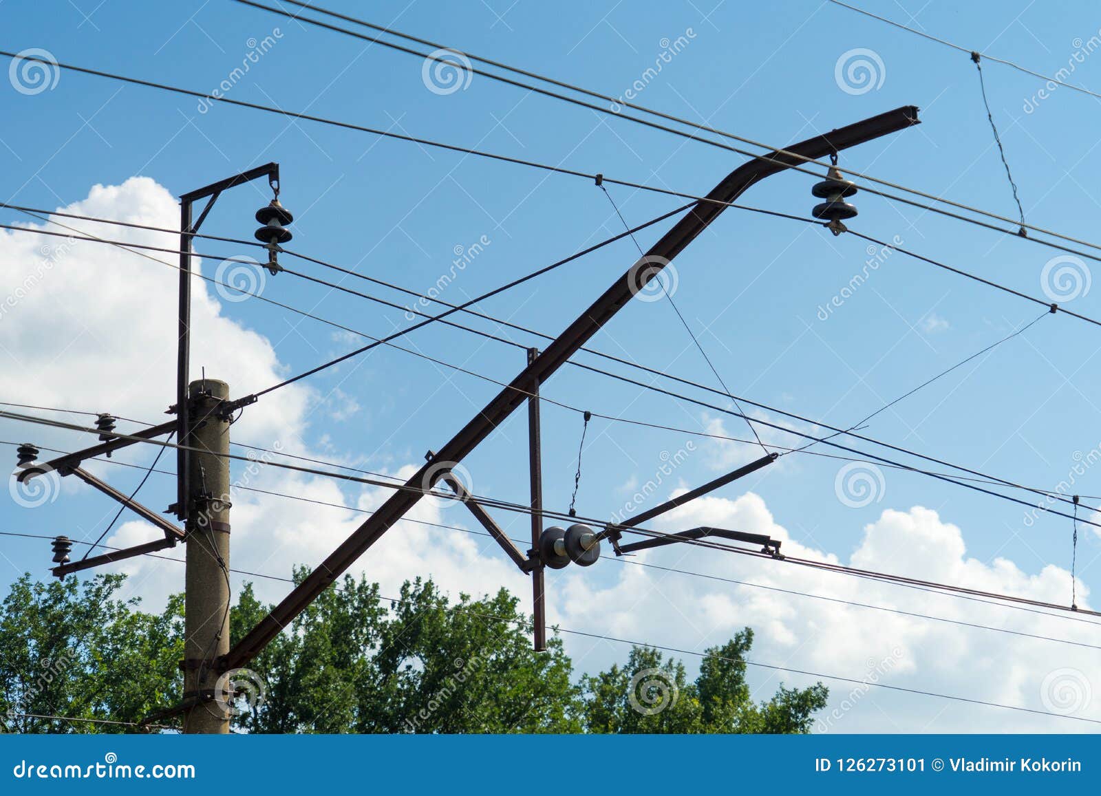 Electricity Wires for Trains. Place for Your Text Stock Image - Image ...