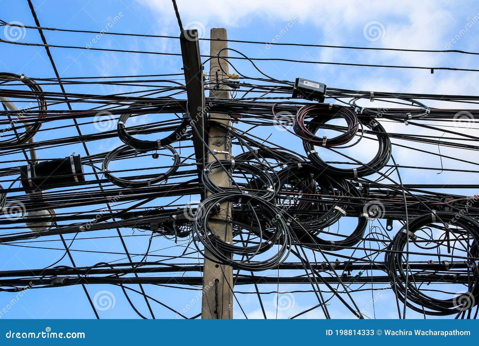 Electricity Wires Very Tangled Stock Image - Image of cable, electric ...