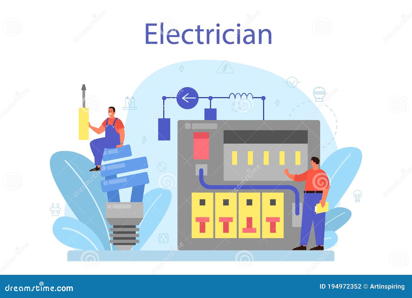 Electricity Works Service Concept. Professional Worker in the Uniform ...