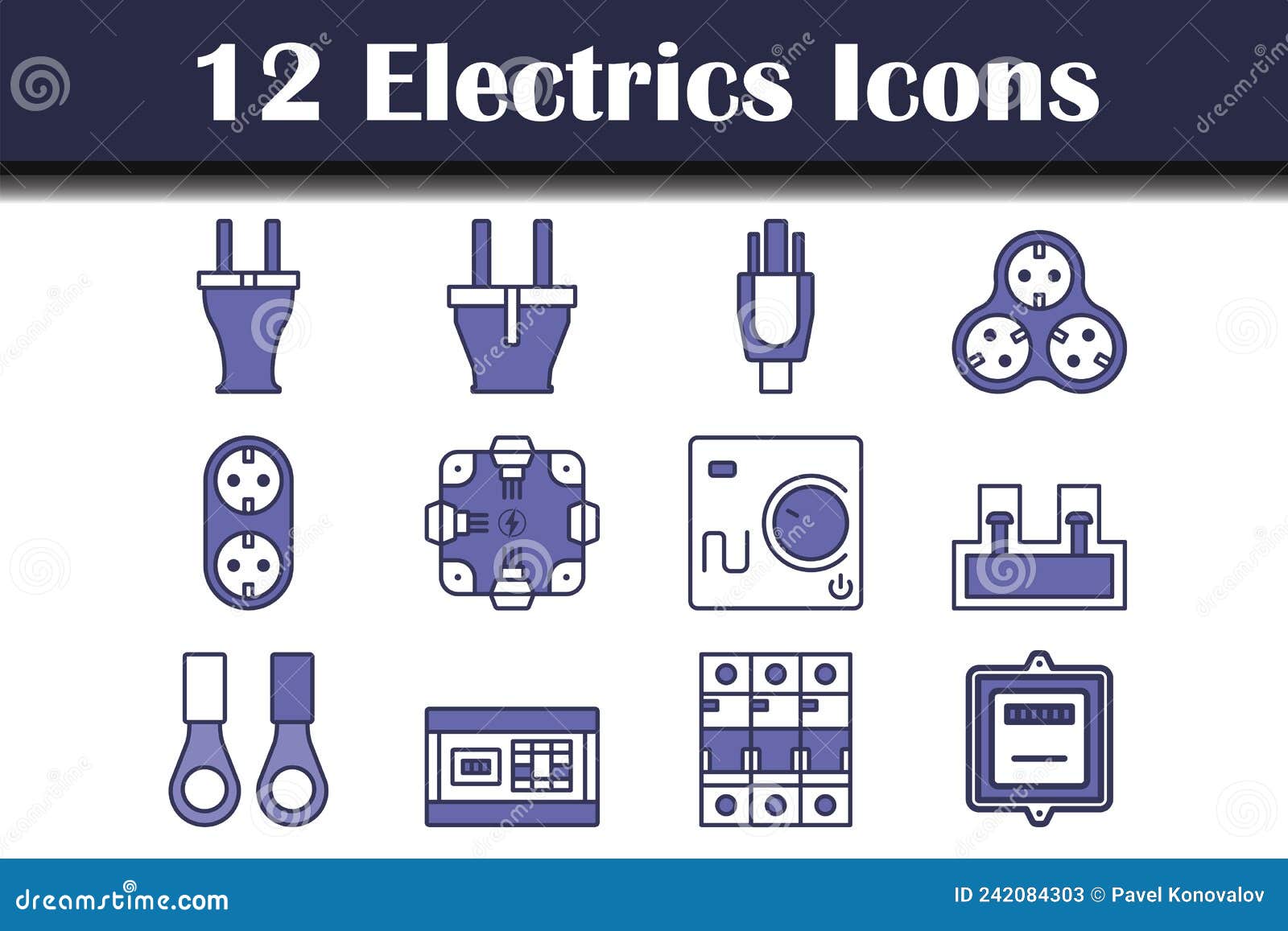 Electrics Icon Set stock vector. Illustration of equipment - 242084303