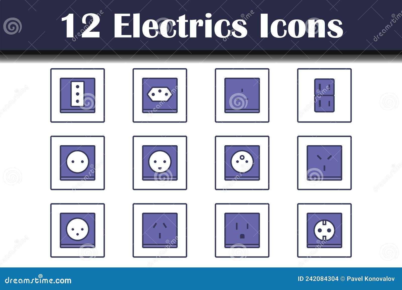 Electrics Icon Set stock vector. Illustration of catelectronics - 242084304