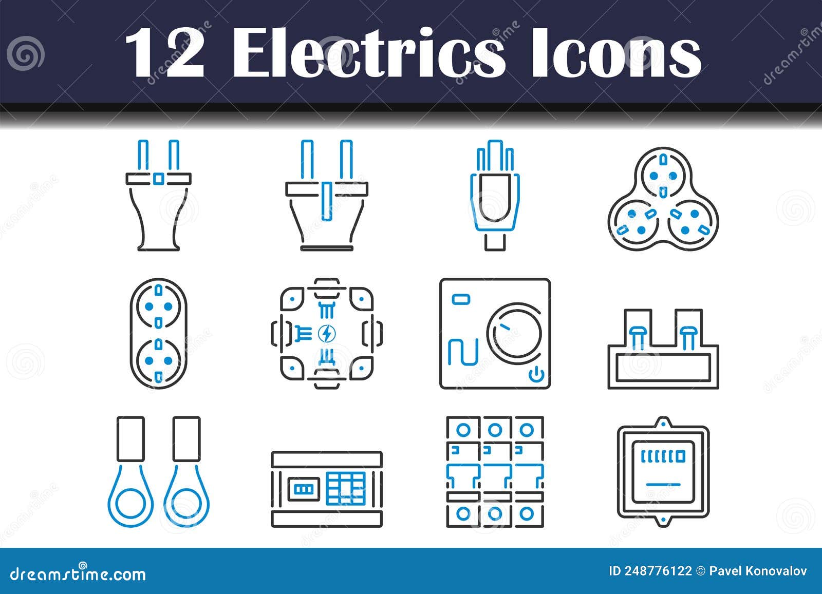 Electrics Icon Set stock vector. Illustration of collection - 248776122