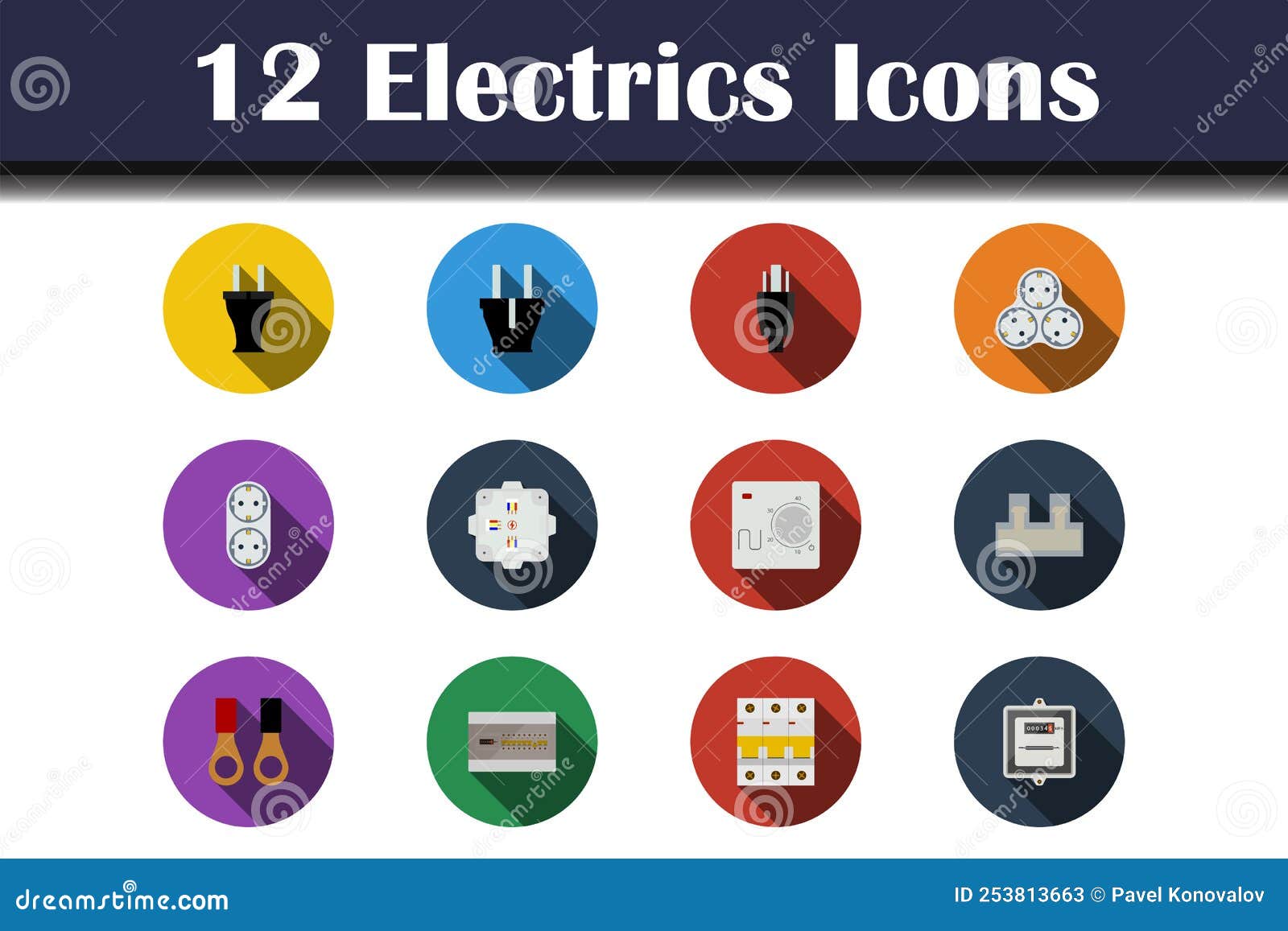 Electrics Icon Set stock vector. Illustration of electricity - 253813663