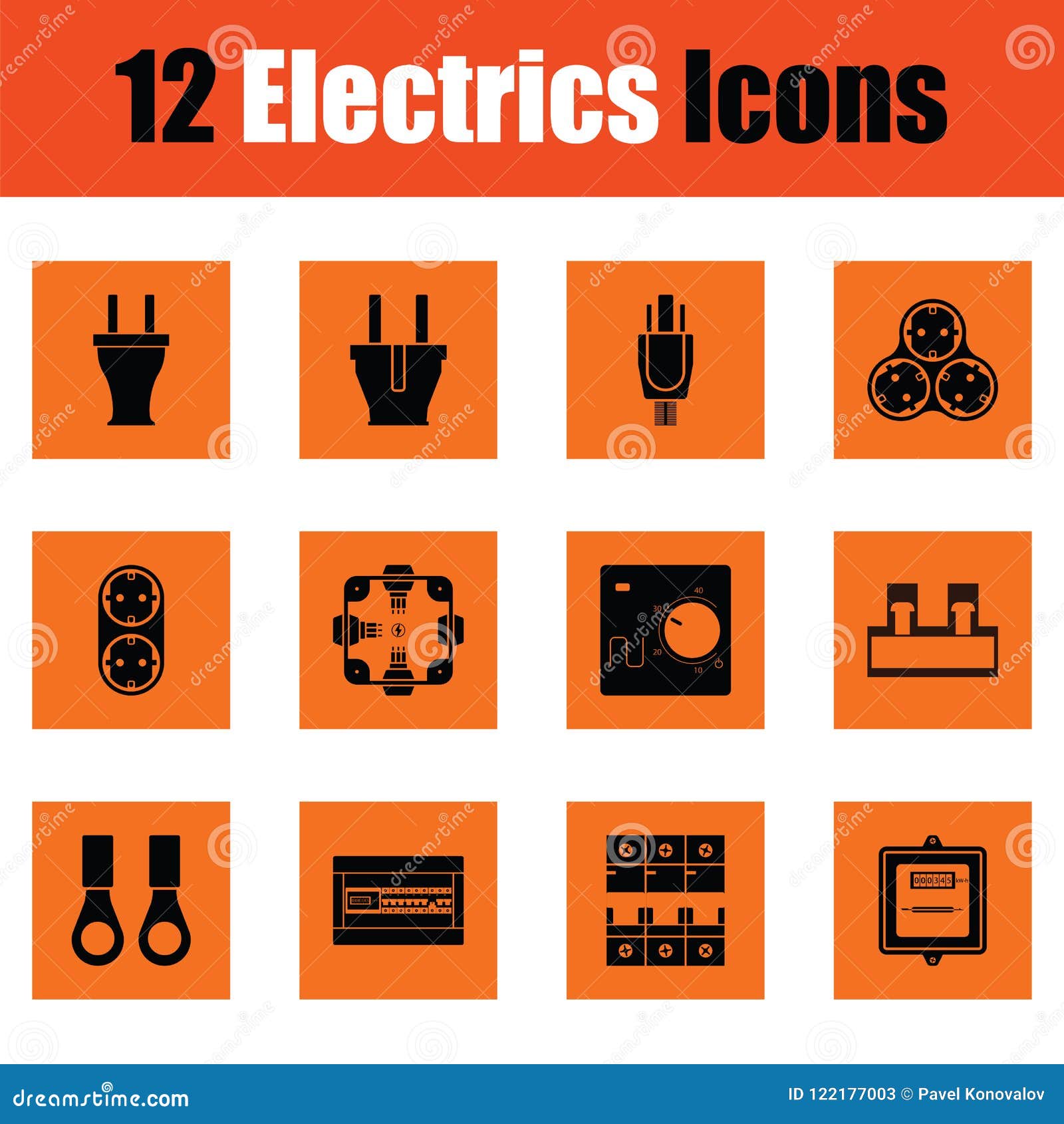 Electrics icon set stock vector. Illustration of equipment - 122177003