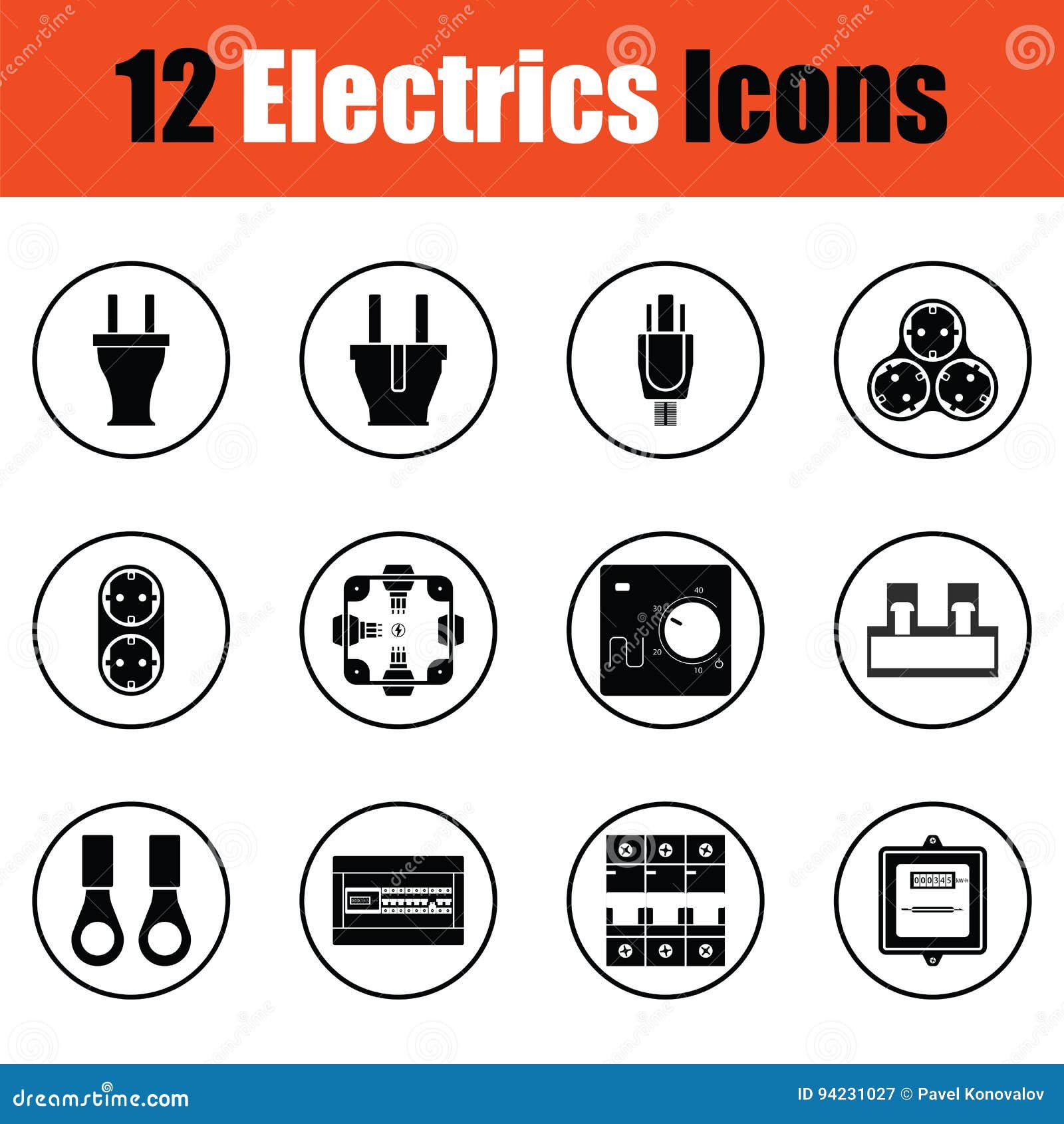 Electrics icon set stock vector. Illustration of icon - 94231027