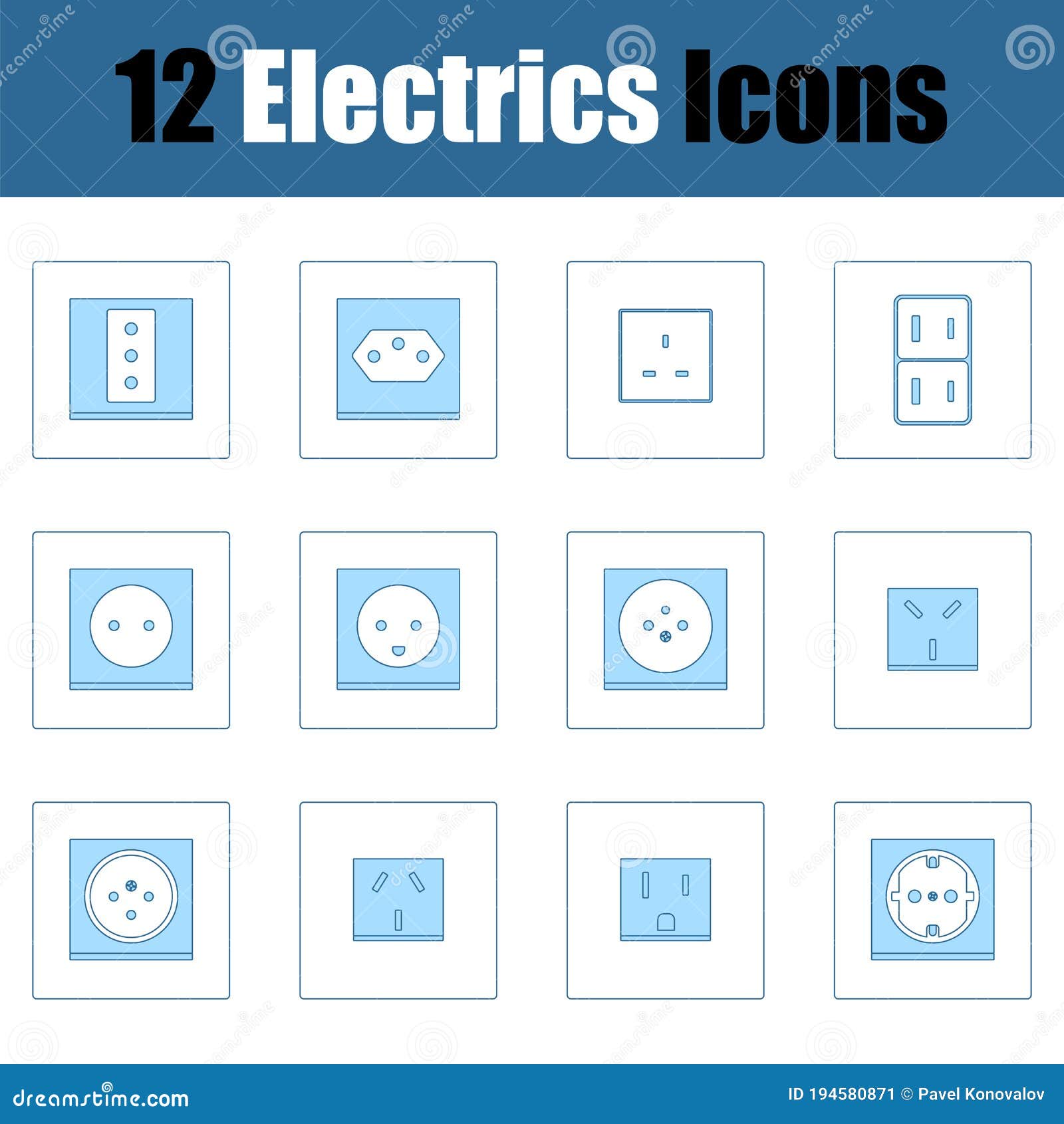 Electrics Icon Set stock vector. Illustration of symbol - 194580871