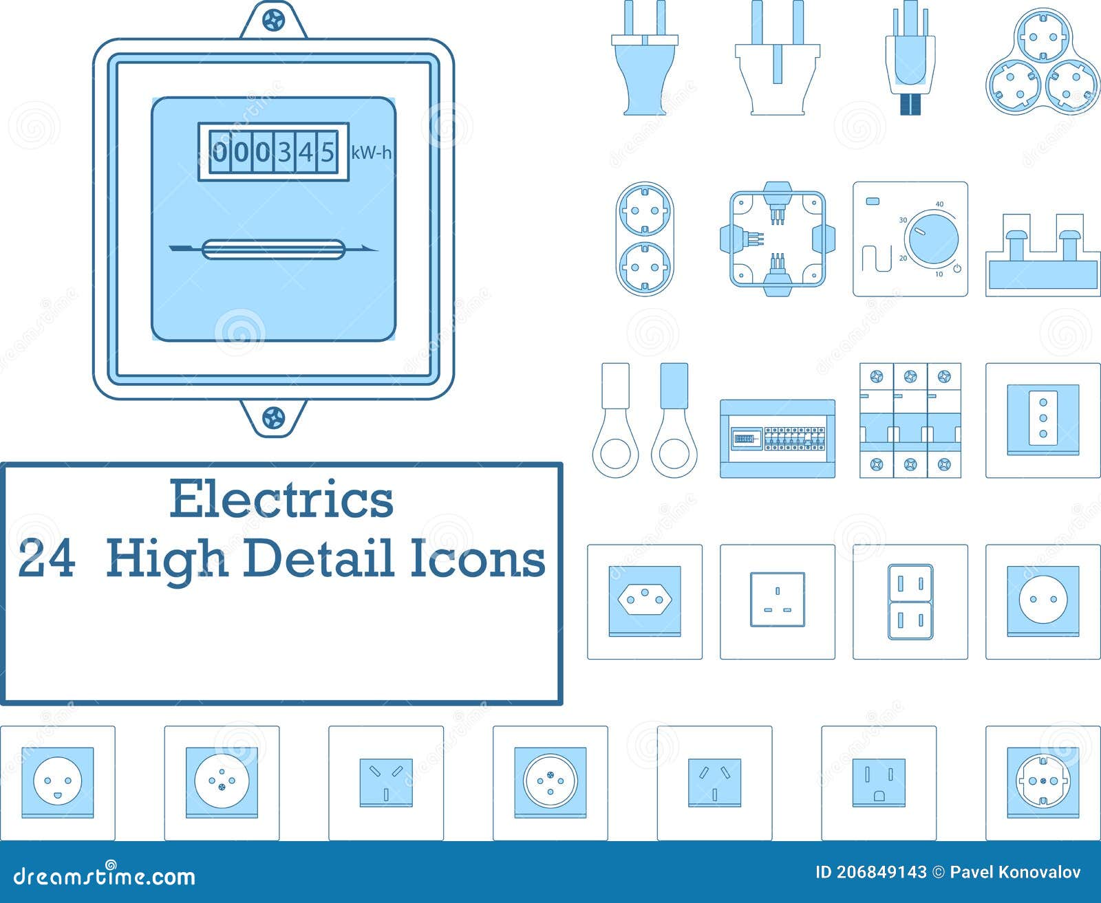 Electrics Icon Set stock vector. Illustration of energy - 206849143
