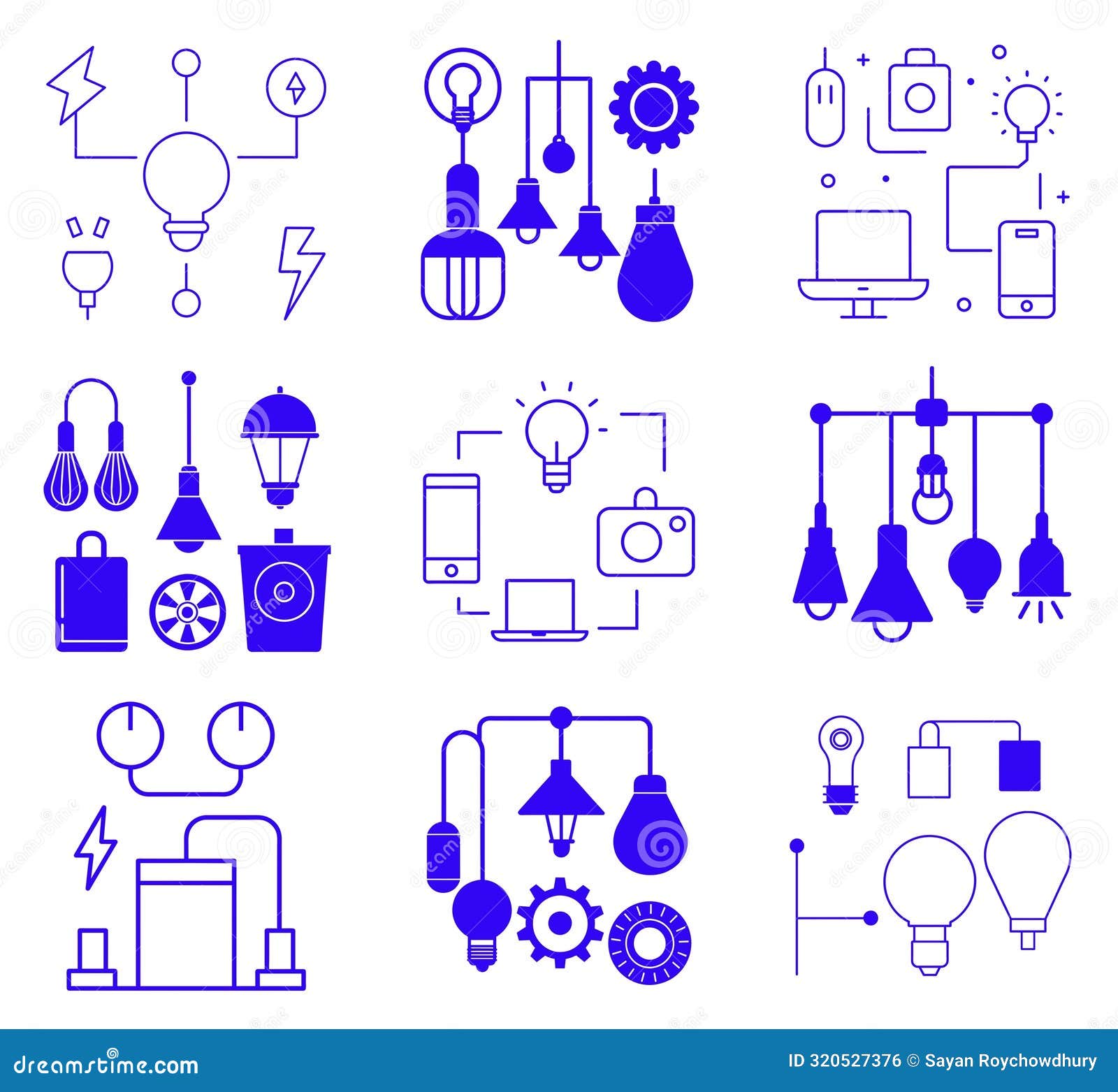 Electrics and Light White Background Stock Vector - Illustration of ...