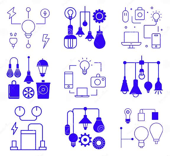 Electrics and Light White Background Stock Vector - Illustration of lamp, power: 320527376
