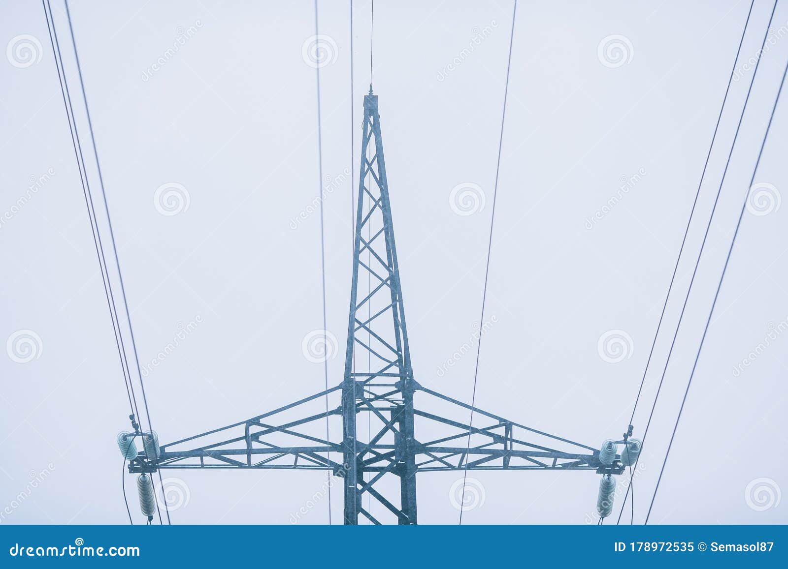 Electrification. High Voltage Wires. Metal Tower with Wires Stock Image ...