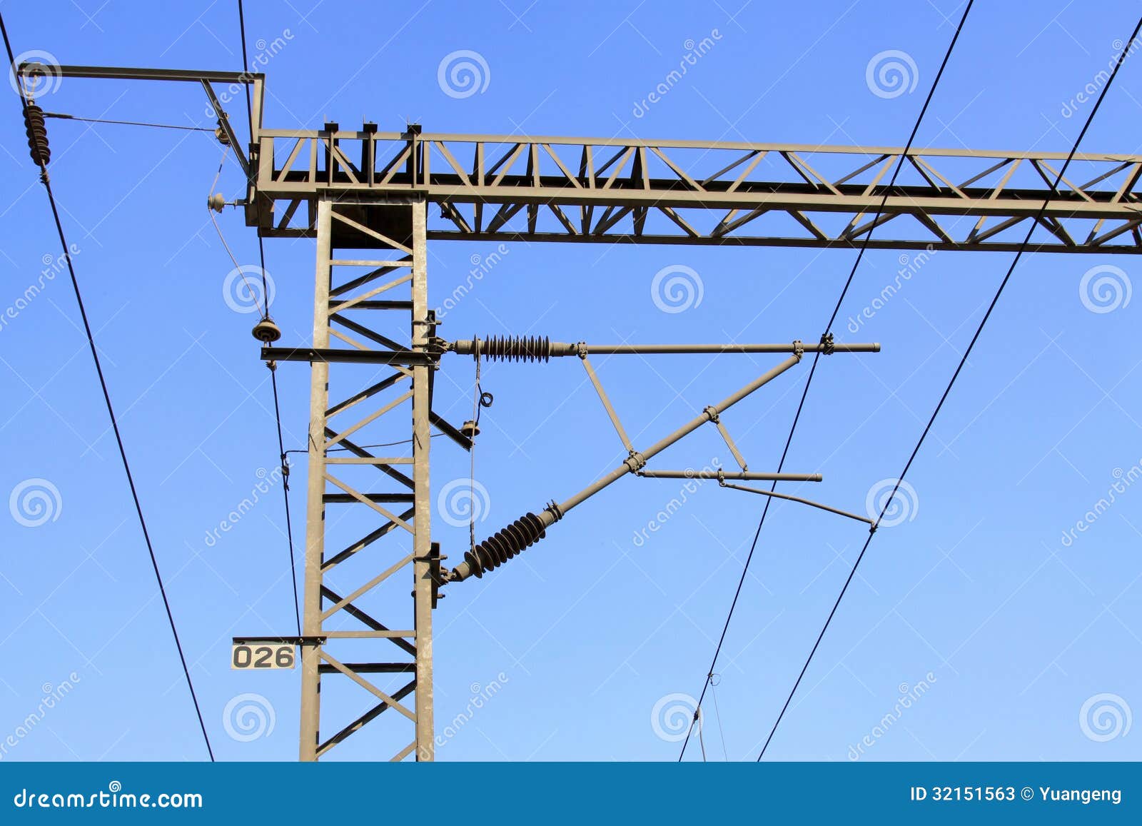Electrification Railway Contact Net Steel Column Stock Image - Image of ...