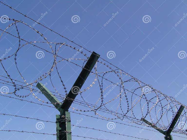 Electrified barber wire stock photo. Image of detention - 16444182