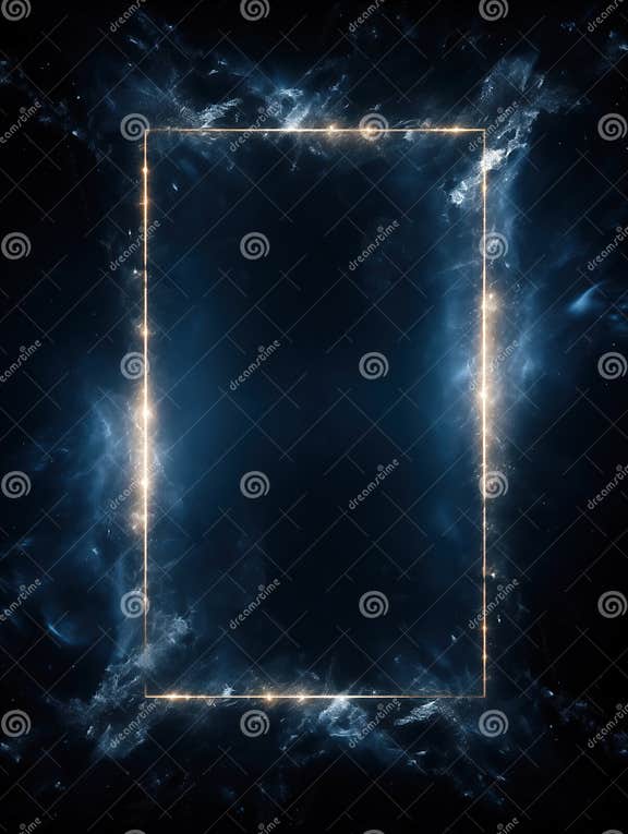 Electrified Empty Frame Shrouded in Flames and Smoke, on Black ...