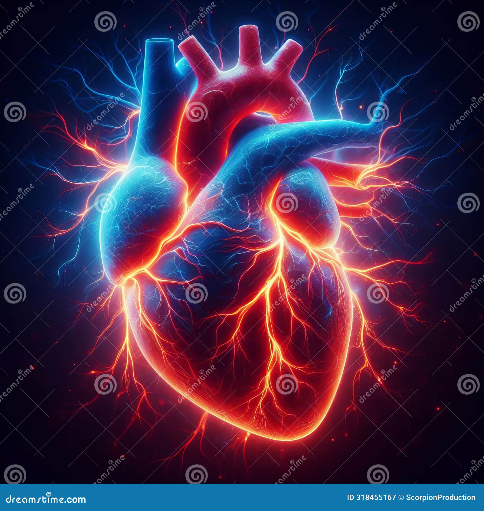 Electrified Heart Concept Art Stock Image - Image of science, power ...