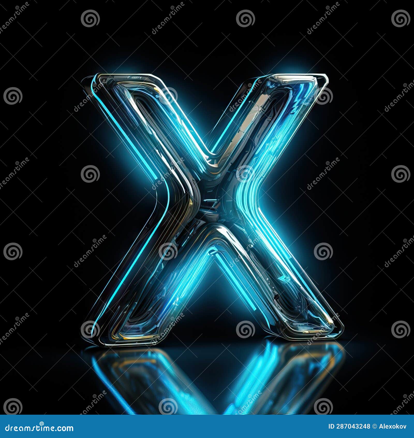 Electrified Neon Blue Letter X Logo On A Black Background AI Generated ...