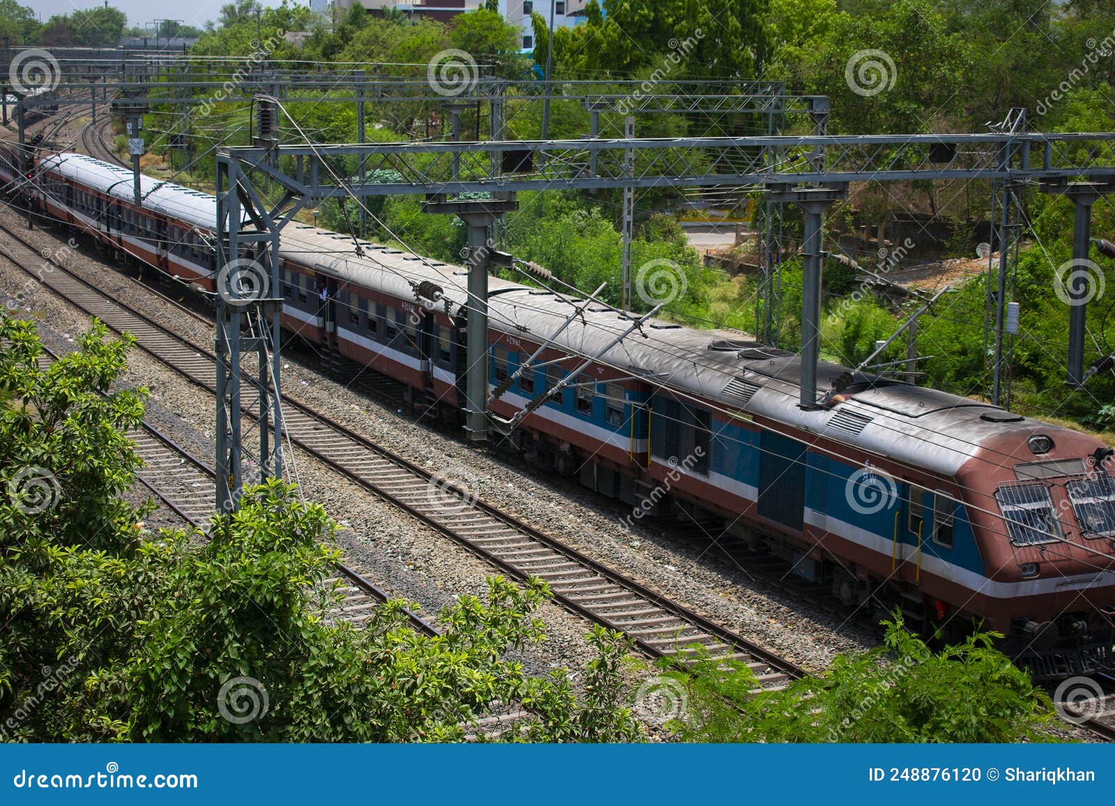 Electrified Railway Line of India with Multiple Tracks and Train a ...