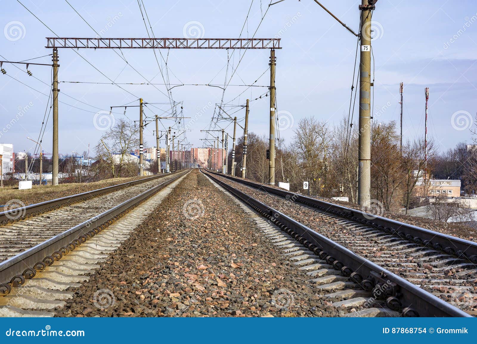 Electrified Railway for Trains with Electric Traction Stock Photo ...