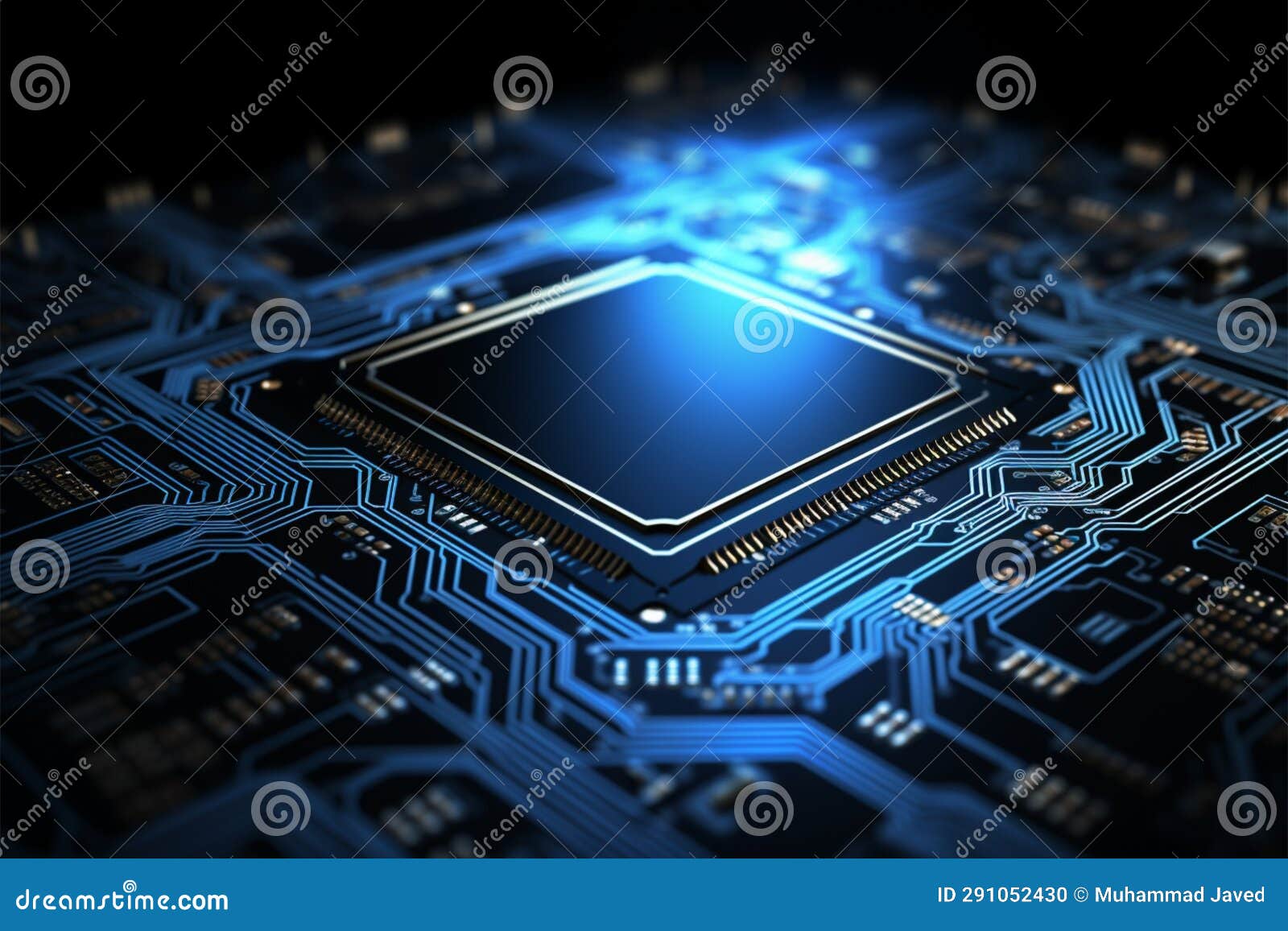 Electrifying Backdrop Blue Circuit Board Aglow With Futuristic ...