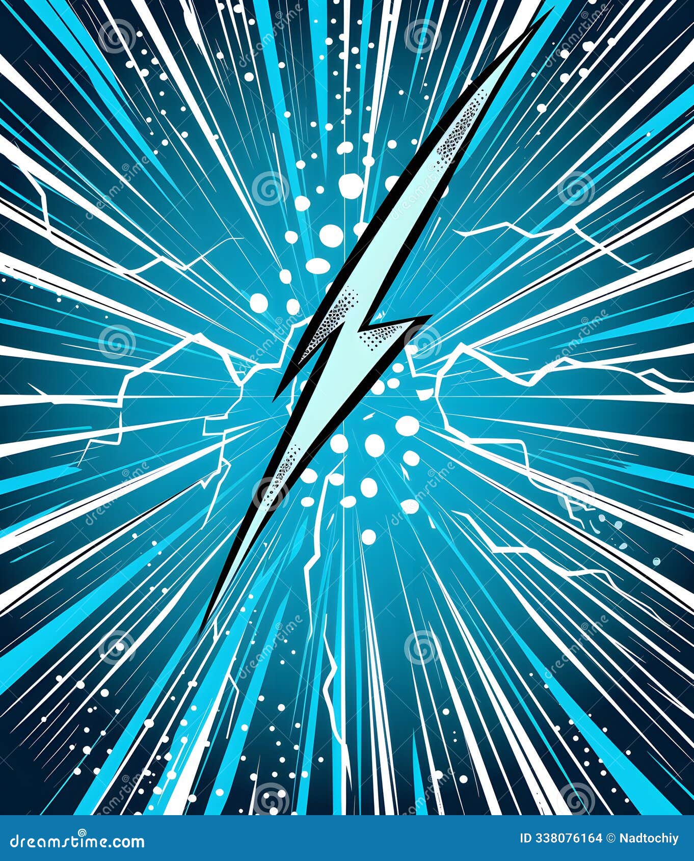 Electrifying Blue Lightning Bolt with Radiant Energy Burst Stock Photo ...