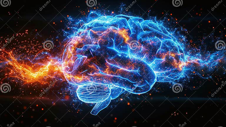 Electrifying Brain Charge - Vector Illustration of Lightning Bolt ...
