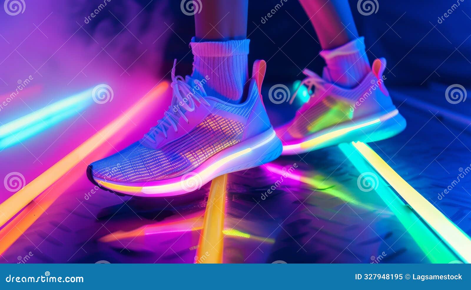 The Electrifying Fusion of Neon and Athletic Prowess Stock Illustration ...