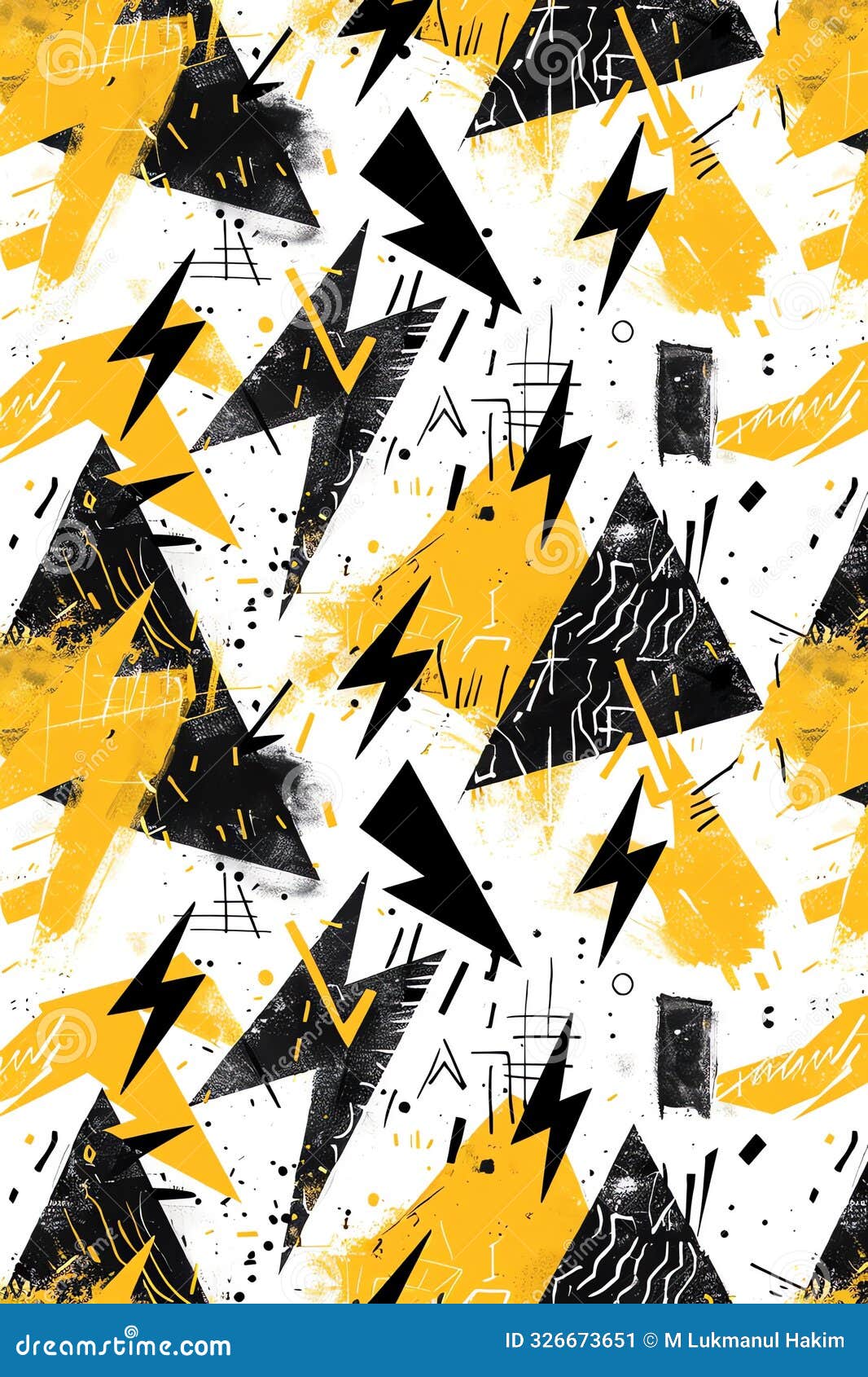 Electrifying Geometric Pattern. Bold Yellow and Black Design Stock ...
