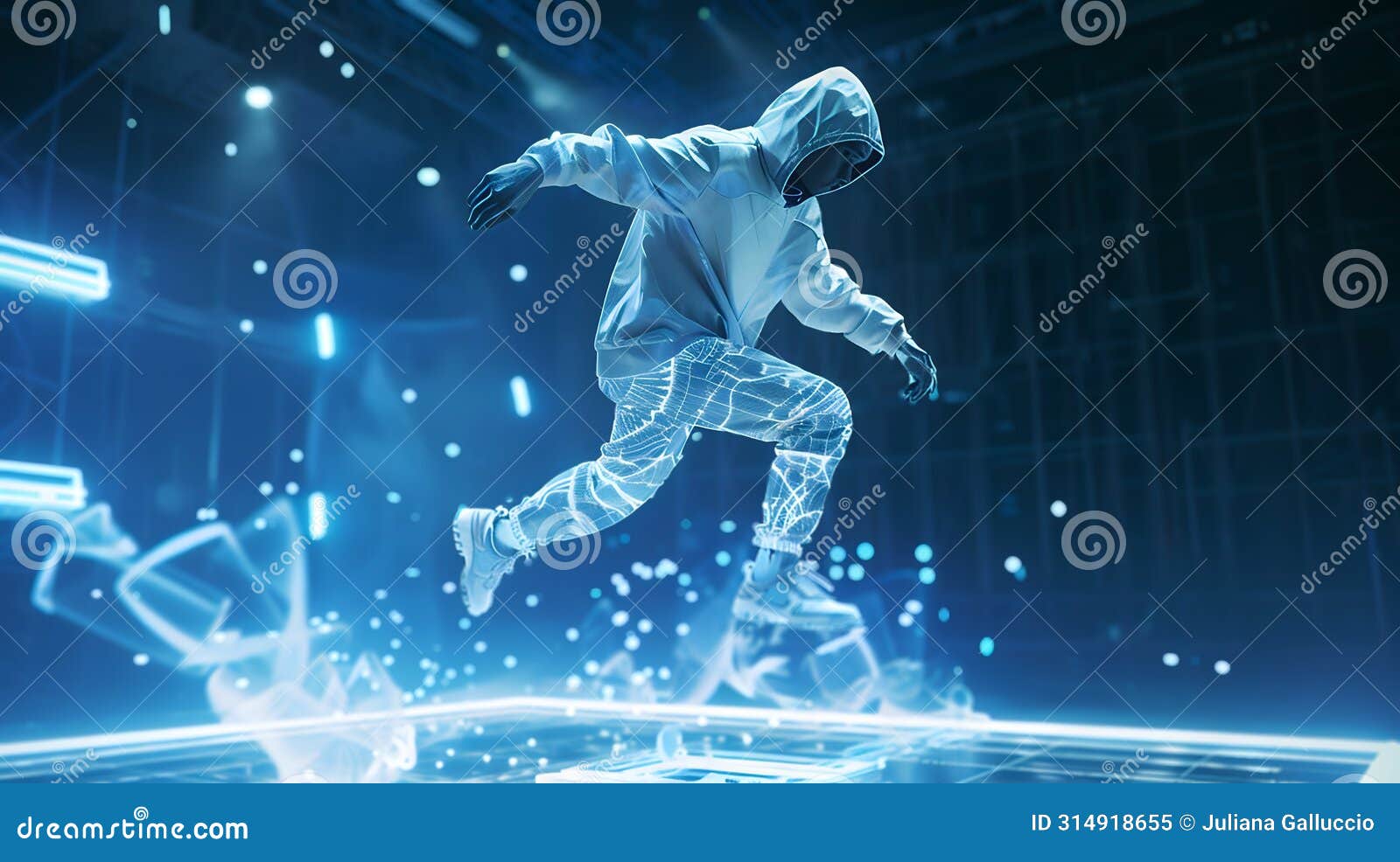 Neon Blue Breakdancing Olympic Concept Stock Illustration ...