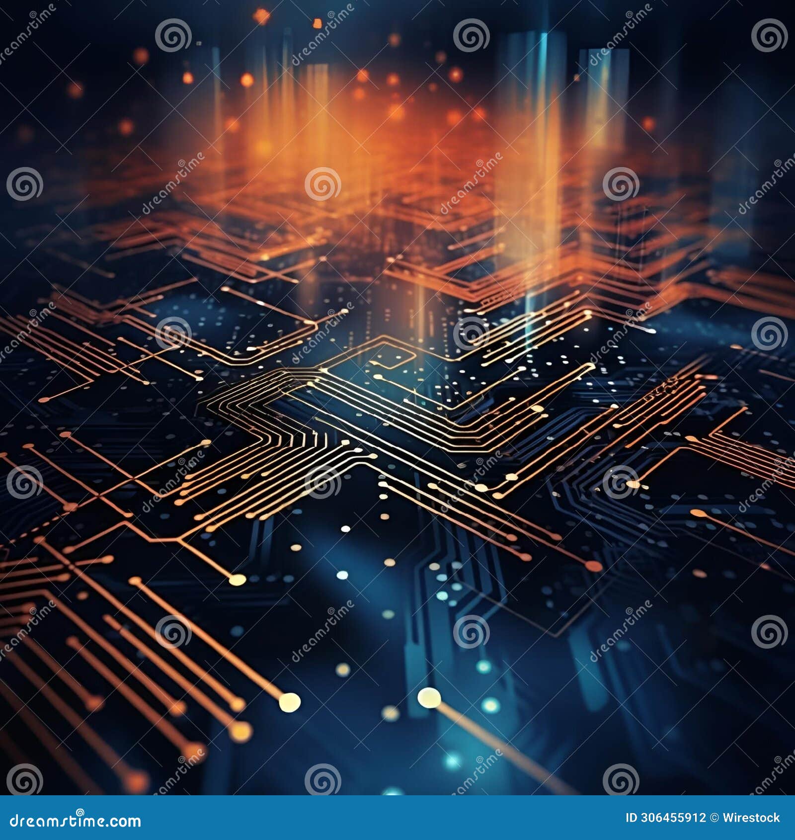 Complex Circuitry of Digital Mainframe AI Generated Digital Art Stock ...