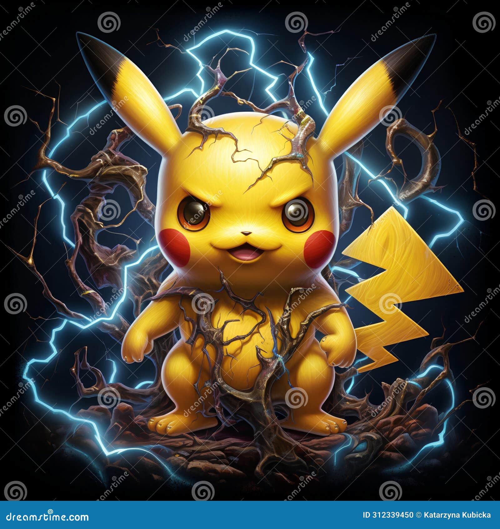 Electrifying Moment With Pikachu Surrounded By Dynamic Lightning Sparks ...