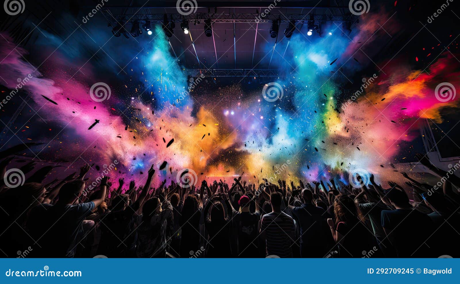 Electrifying Music Festival with Firework Display Stock Illustration ...