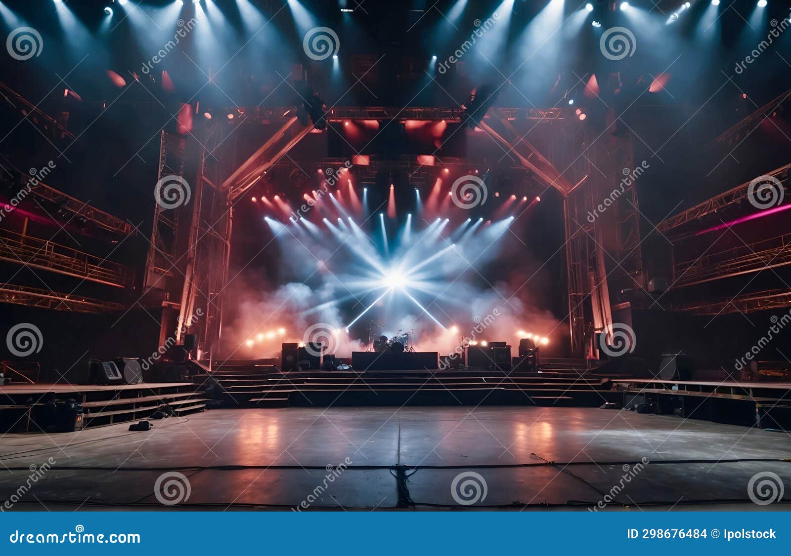 An Electrifying Scene Featuring an Empty Stage for a Rock Concert, for ...