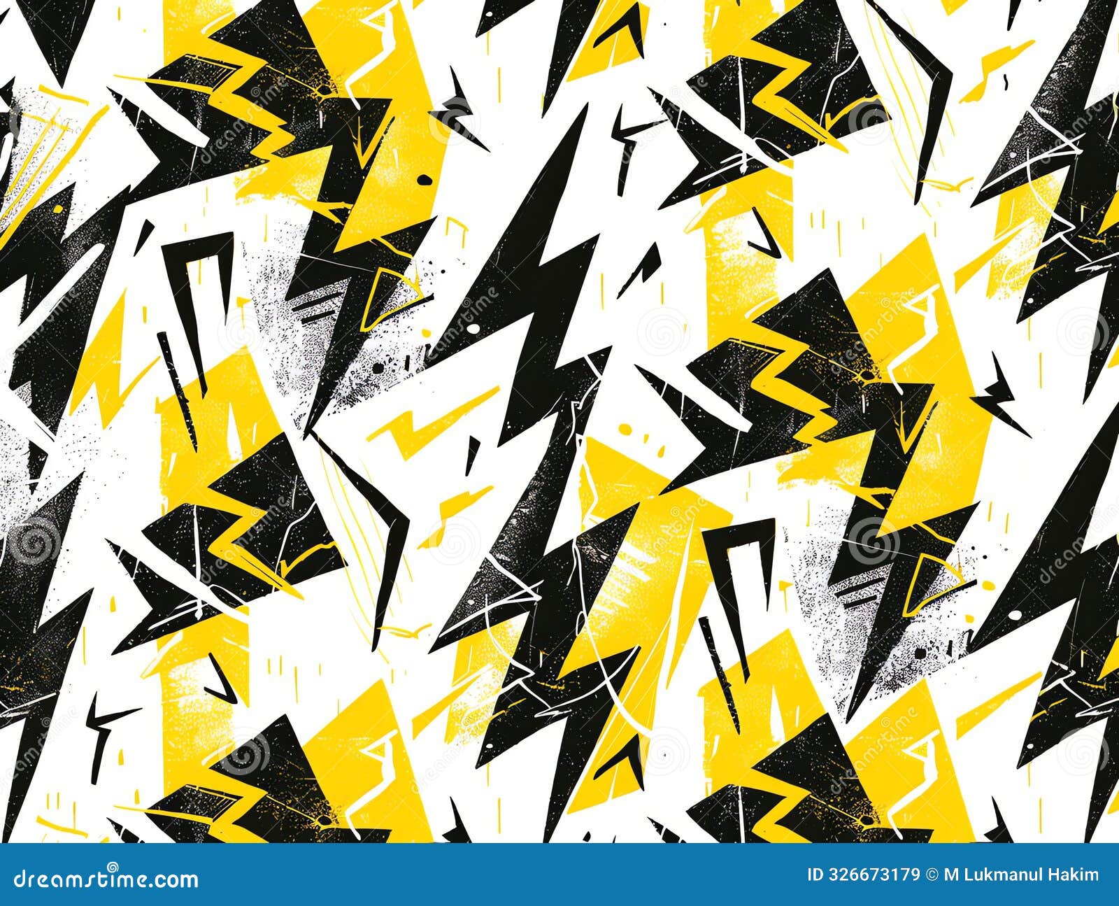 Electrifying Seamless Pattern. Bold Black and Yellow Lightning Bolts on ...