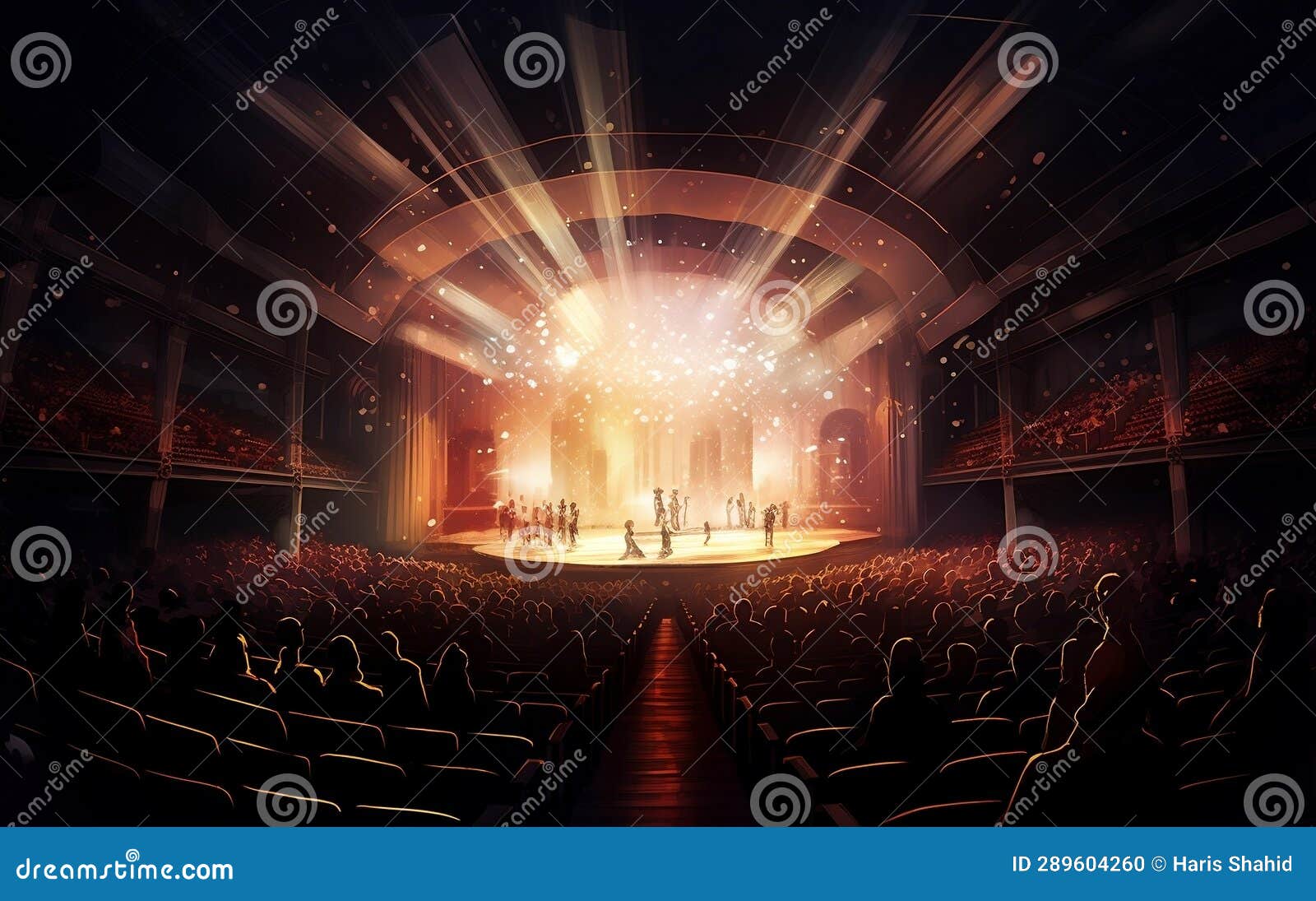 Electrifying Stage Lights in a Packed Concert Hall. Generative AI Stock ...