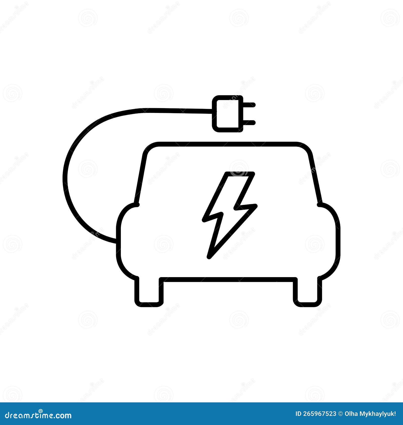 Electro Car Outline, Thin, Flat, Digital Icon for Web and Mobile Eps 10 ...