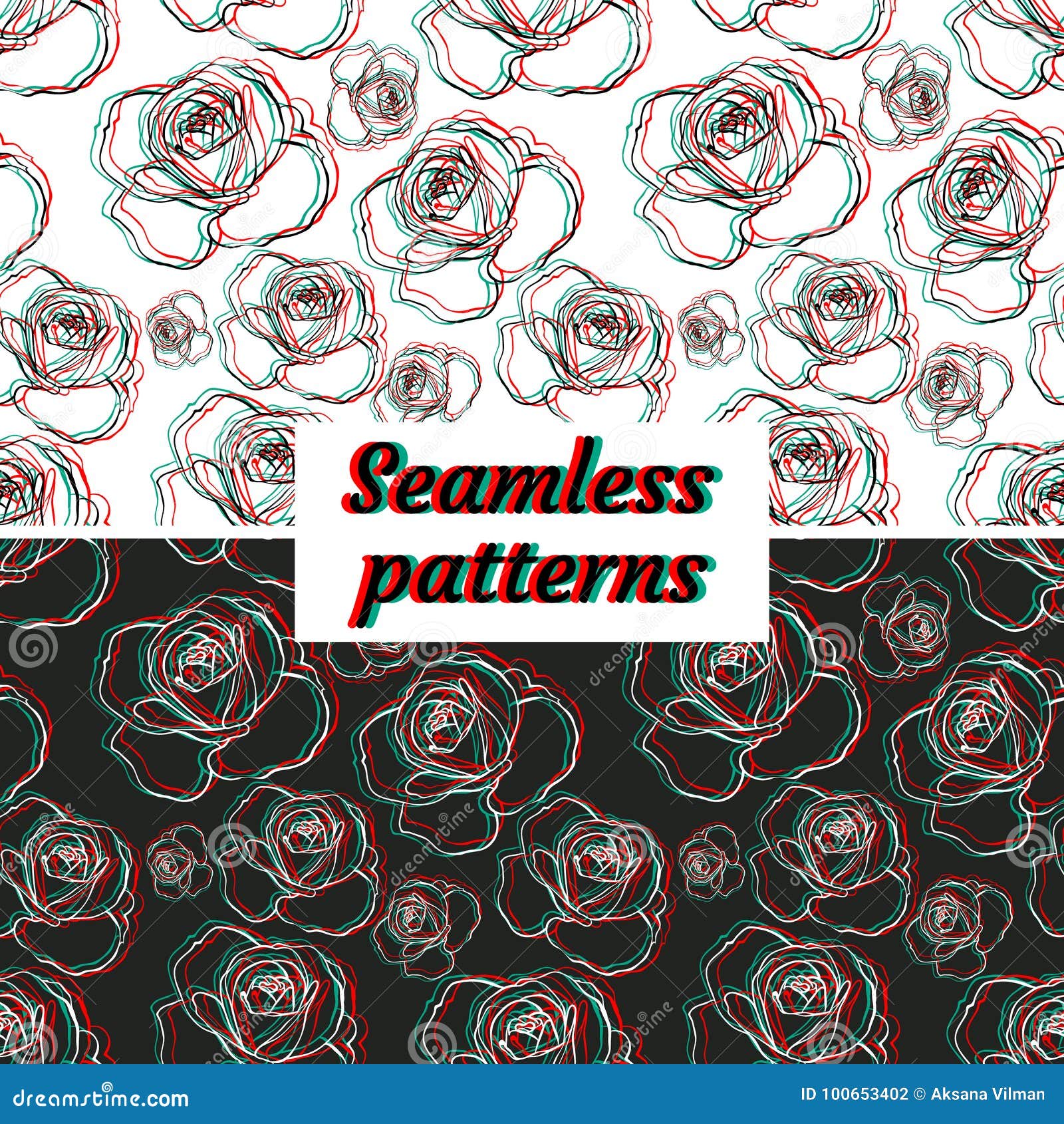 Electro Flowers. Seamless Patterns. Stock Vector - Illustration of ...