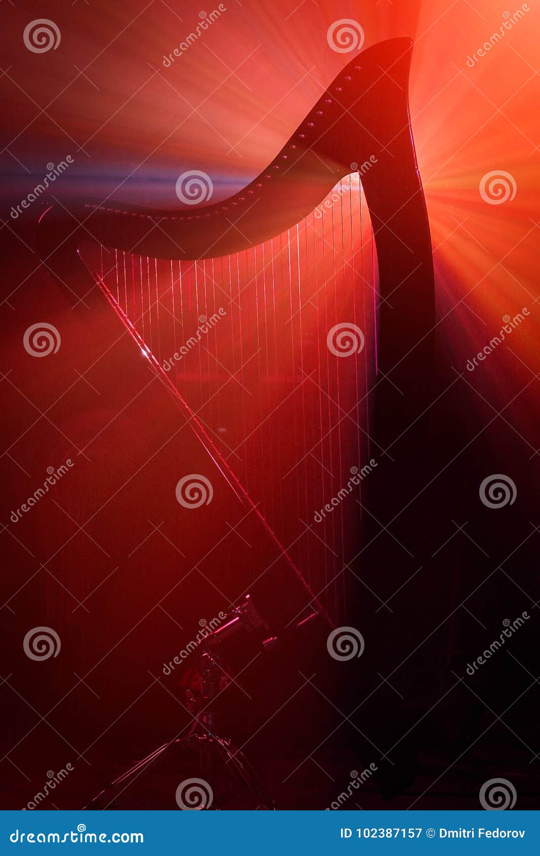 Electro Harp in the Rays of Light Stock Image - Image of harp ...
