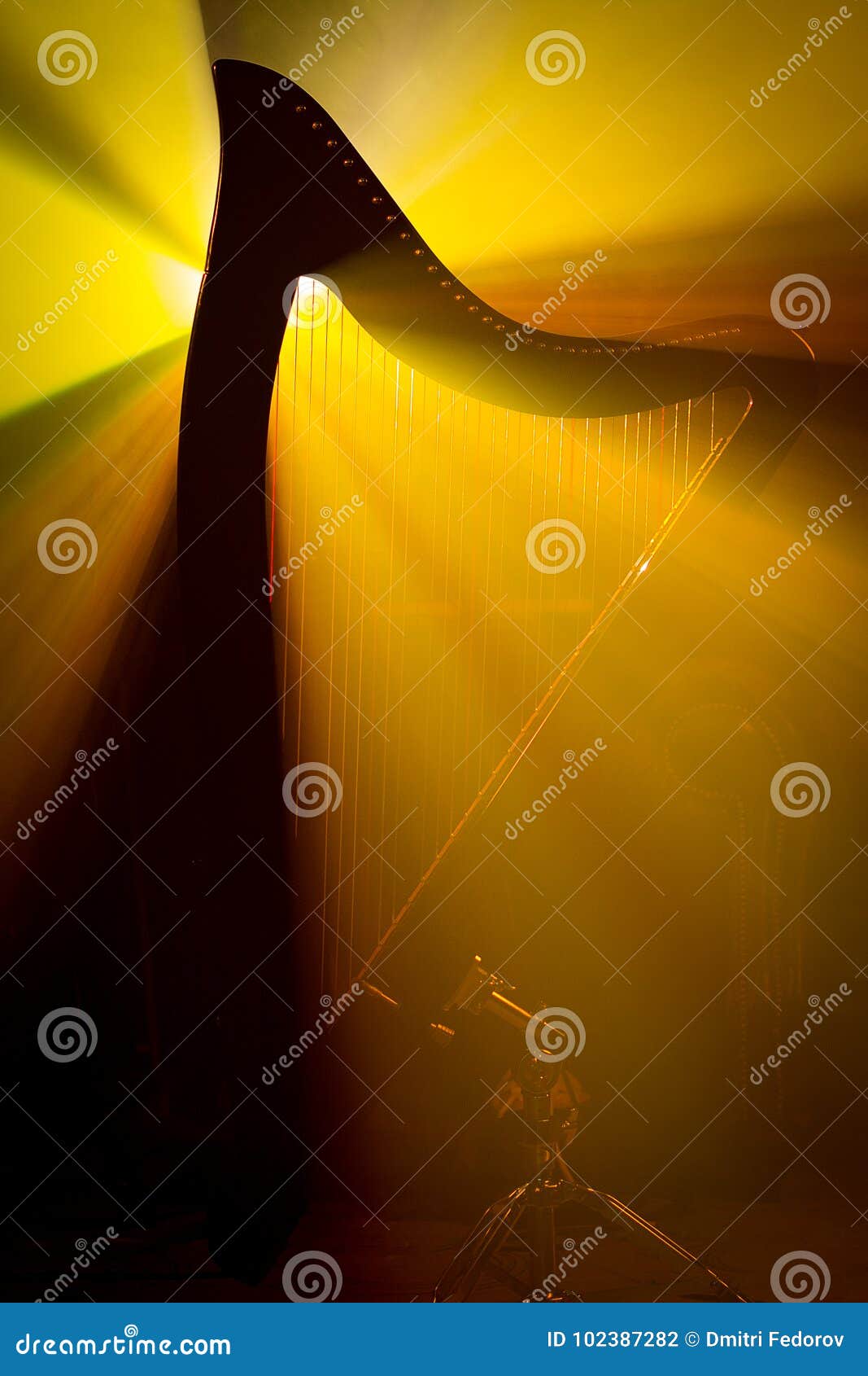 Electro Harp in the Rays of Light Stock Photo - Image of isolated ...