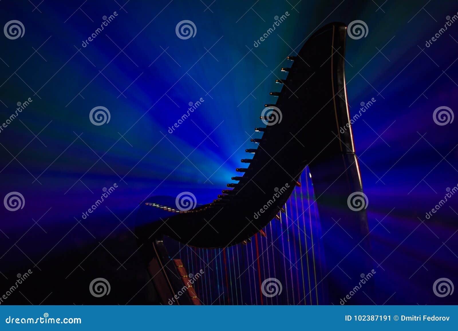 Electro Harp in the Rays of Light Stock Image - Image of lyre, close ...