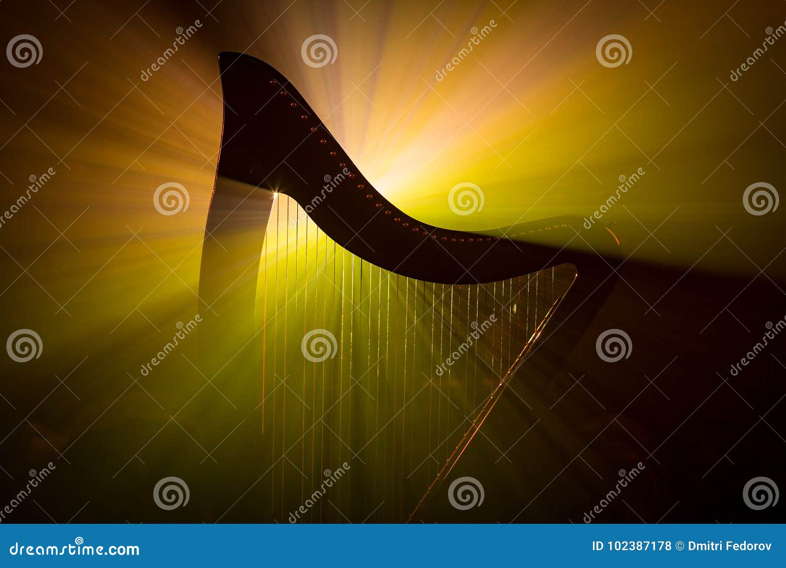 Electro Harp in the Rays of Light Stock Photo - Image of instruments ...