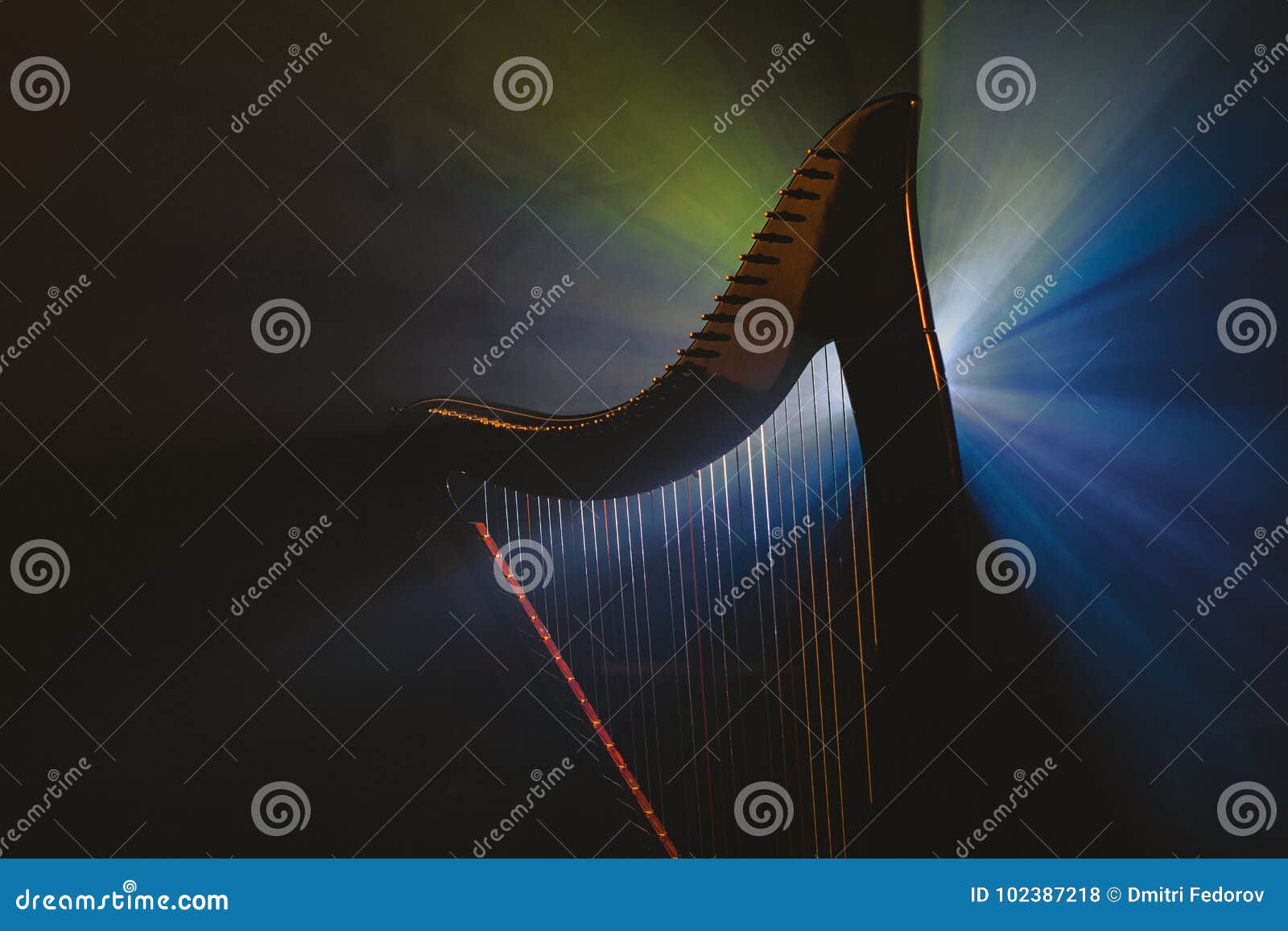 Electro Harp in the Rays of Light Stock Photo - Image of acoustic ...