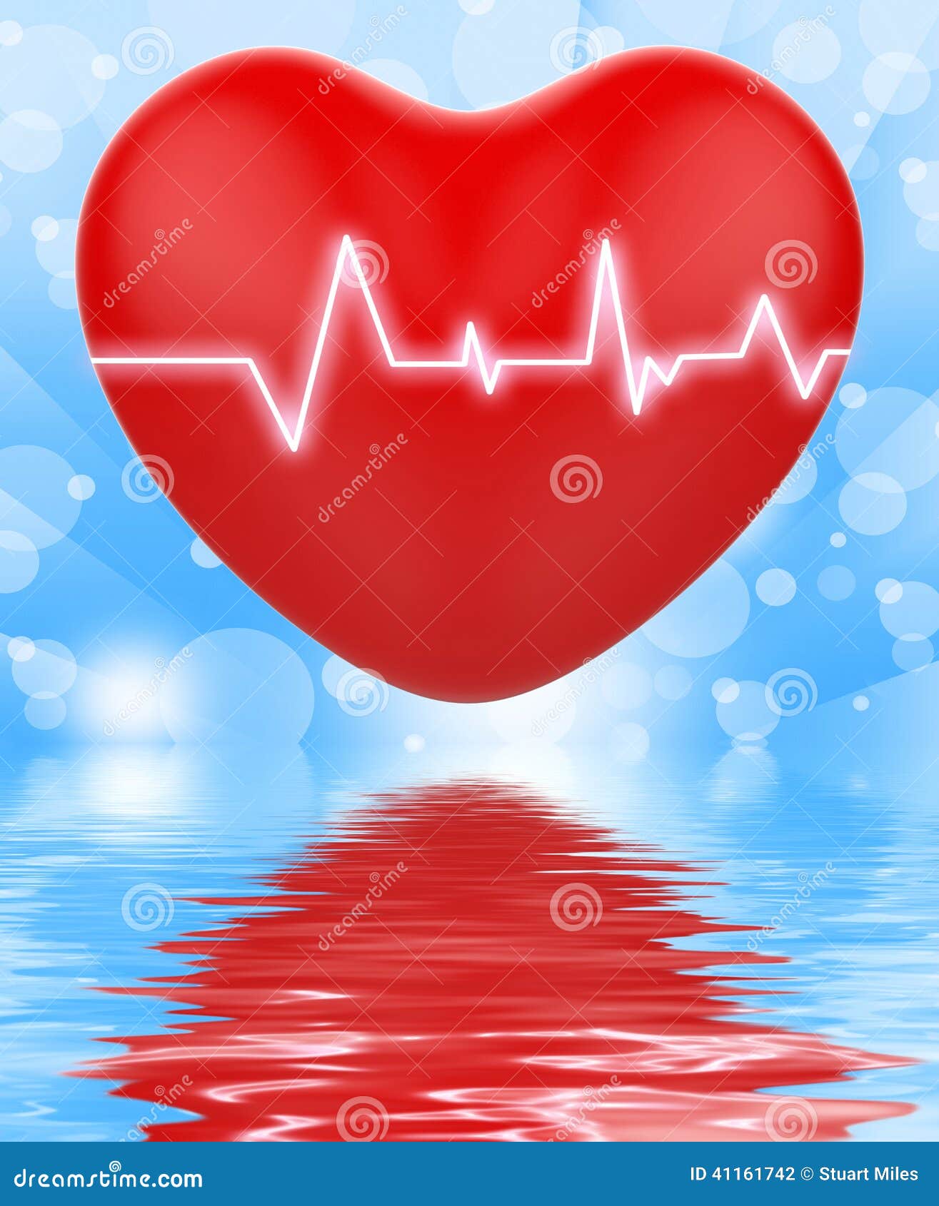 Electro on Heart Displays Passionate Relationship or Heartbeats Stock ...