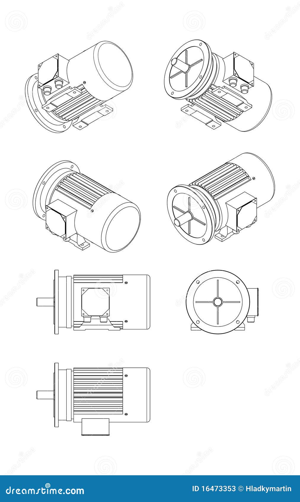 Induction Motor Mechanical Drawing Vector Illustration | CartoonDealer ...