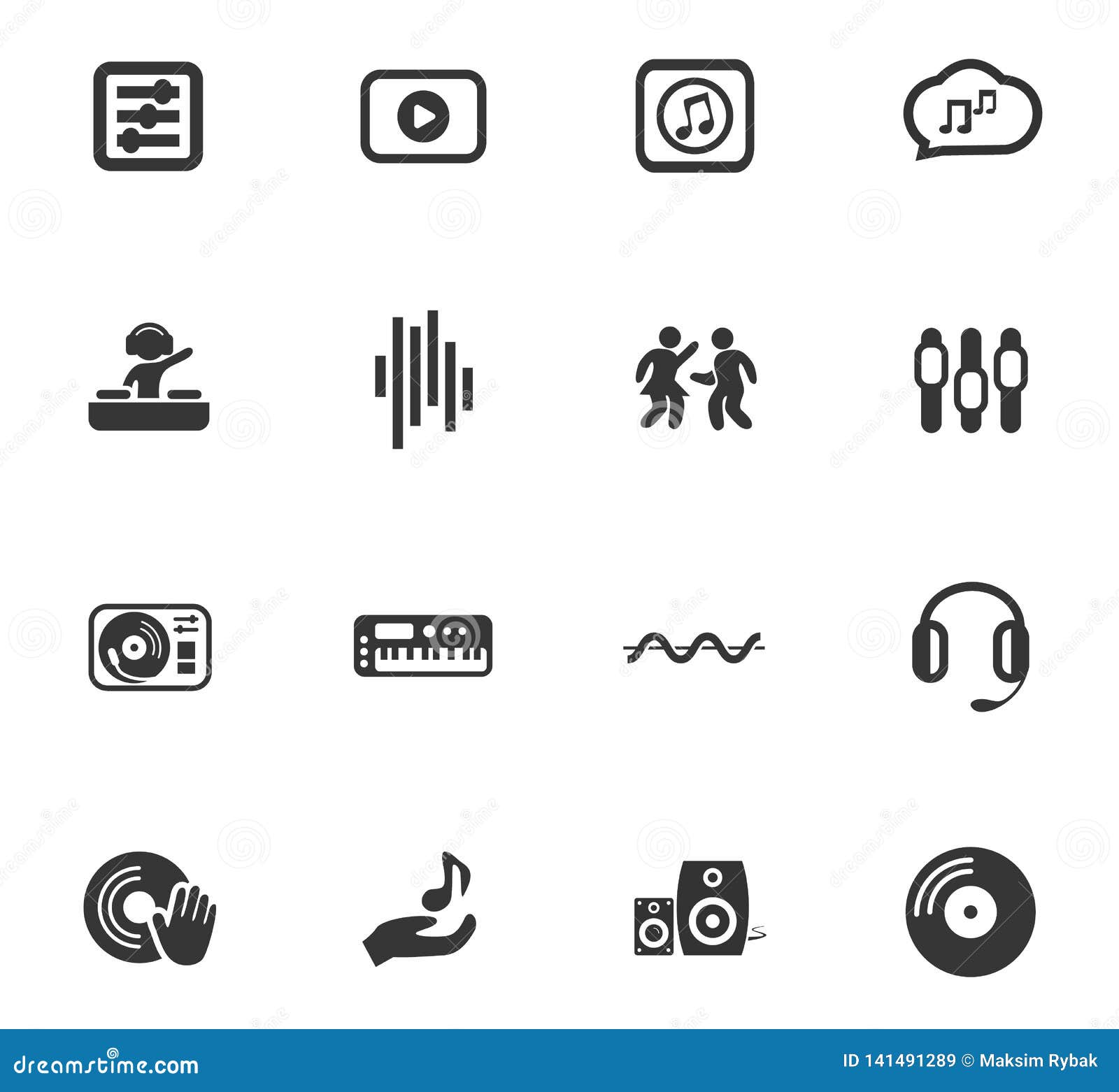 Electro music icon set stock vector. Illustration of hand - 141491289