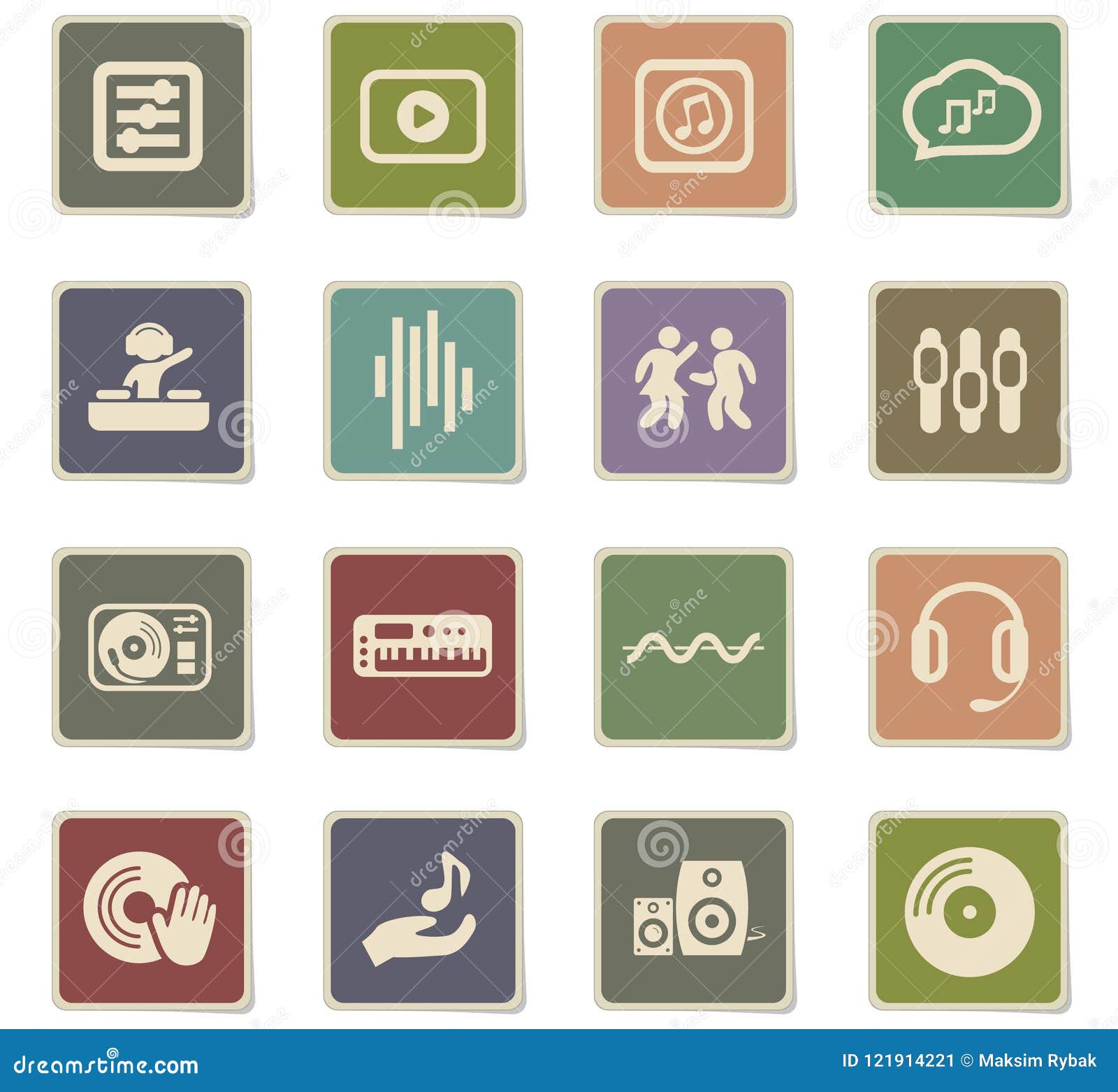 Electro music icon set stock vector. Illustration of cloud - 121914221