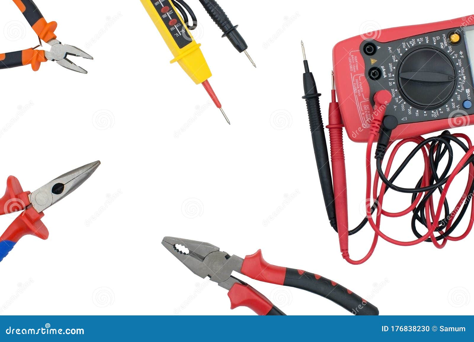 Electro Tool and Tester on a White Stock Photo - Image of steel ...