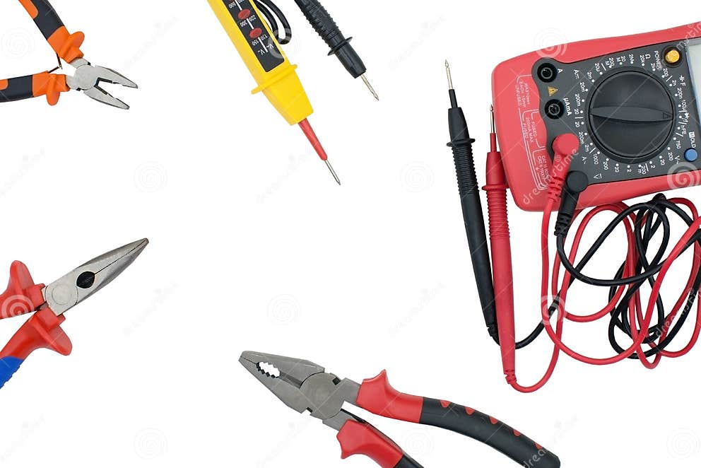 Electro Tool and Tester on a White Stock Photo - Image of steel ...
