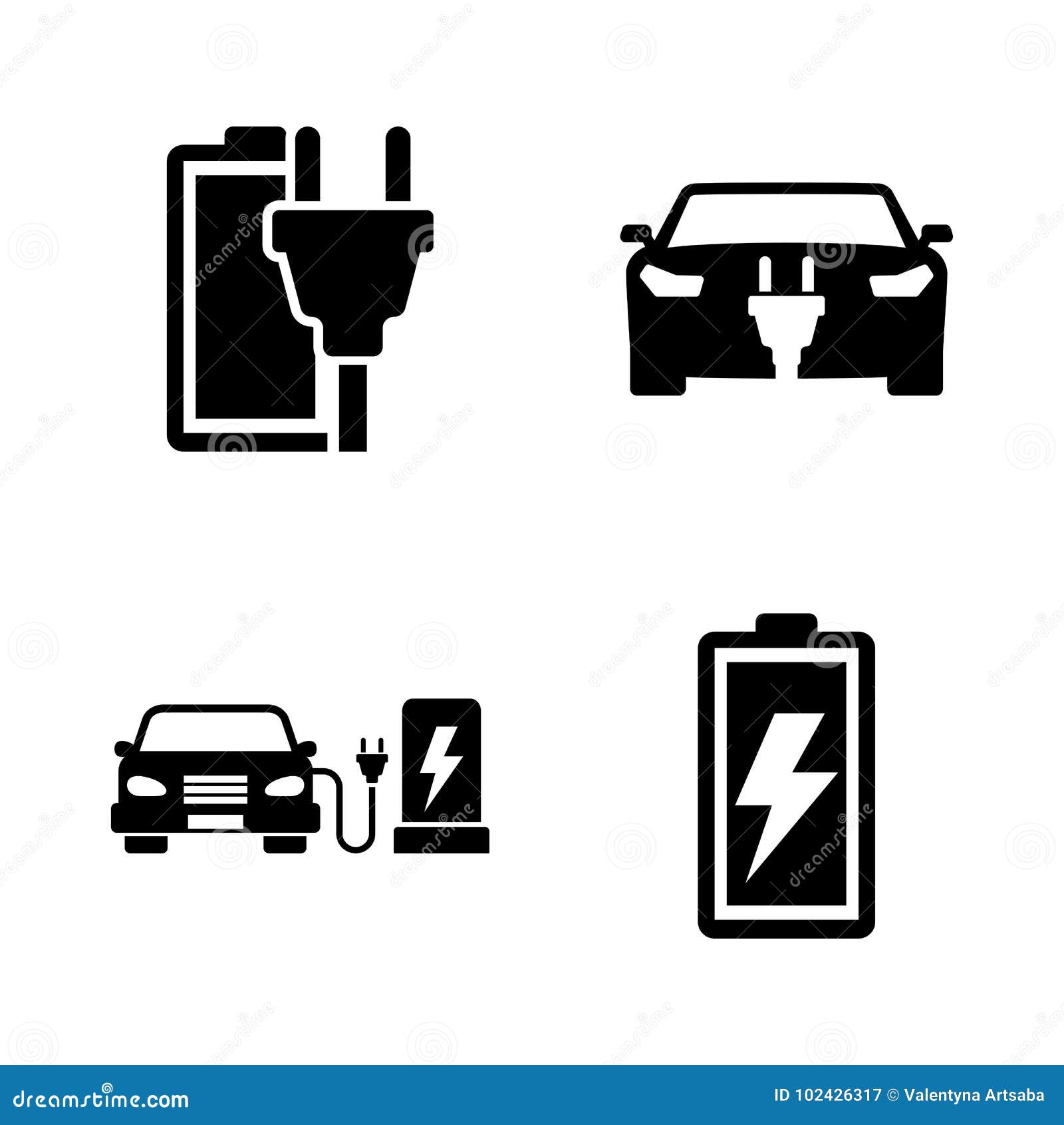 Electrocar. Simple Related Vector Icons Stock Vector - Illustration of ...