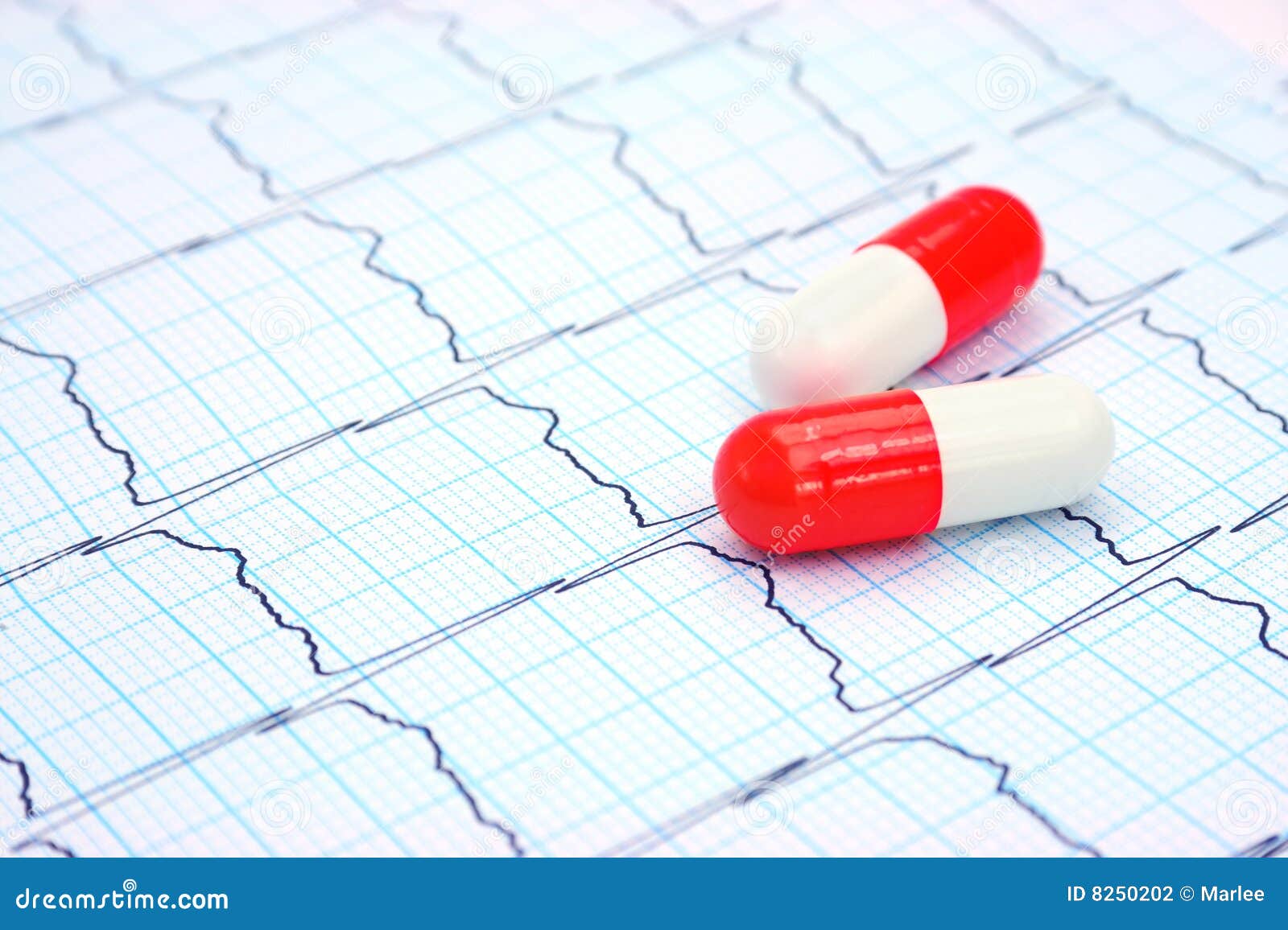 Electrocardiogram and Capsules Stock Photo - Image of heart ...