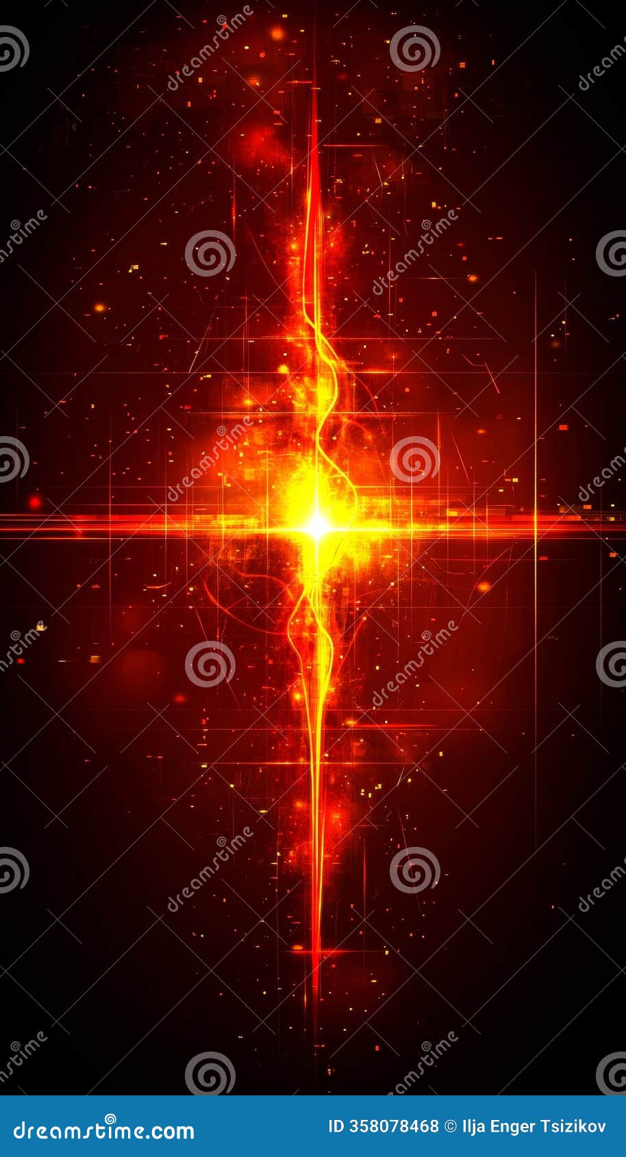 Electrocardiogram ECG Line on Red Grid Background, Glowing Yellow ...