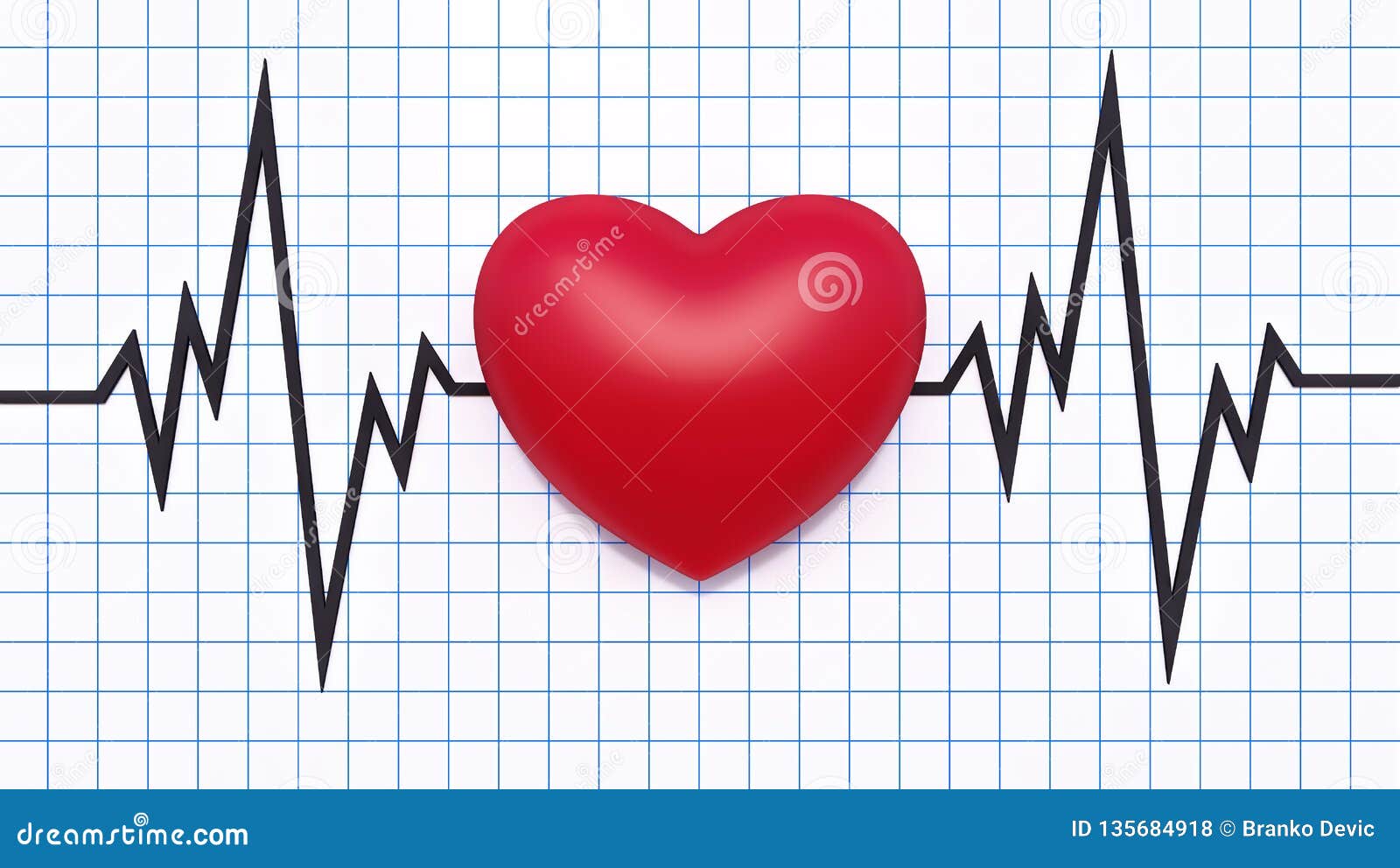 Electrocardiogram, Heart Rhythm 3d Render Stock Illustration ...
